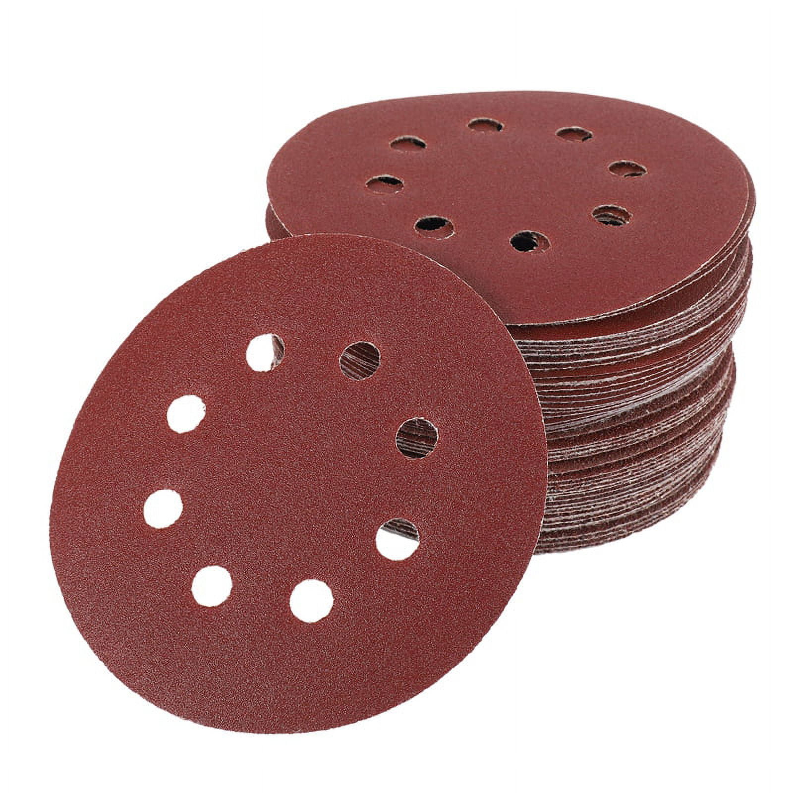 50Pcs 5 Inch 125Mm Round Sandpaper Eight Hole Disk Sand Sheets Grit 40 ...
