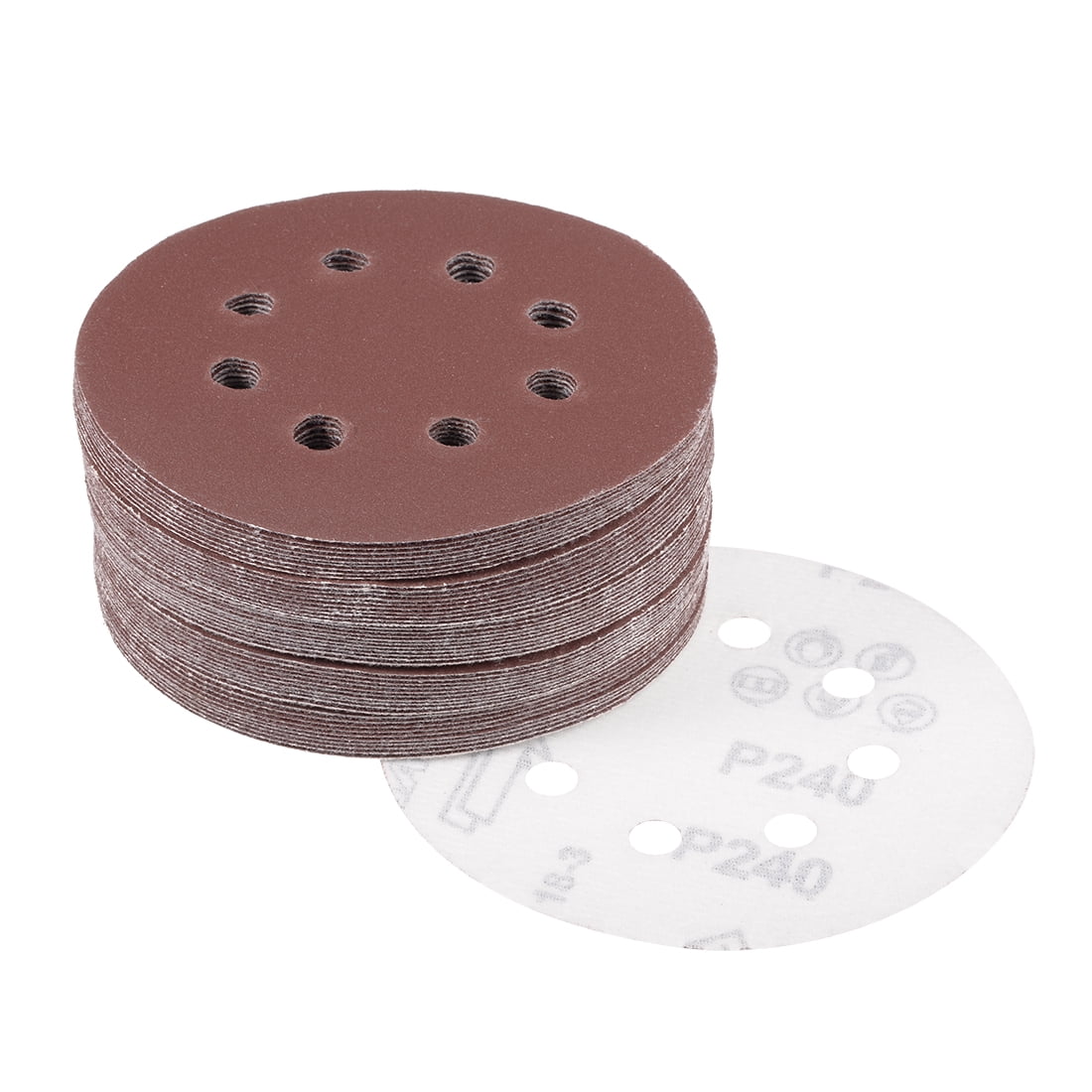 50Pcs 5 inch 8 Hole Hook and Loop Sanding Disc 240 Grit Flocking ...
