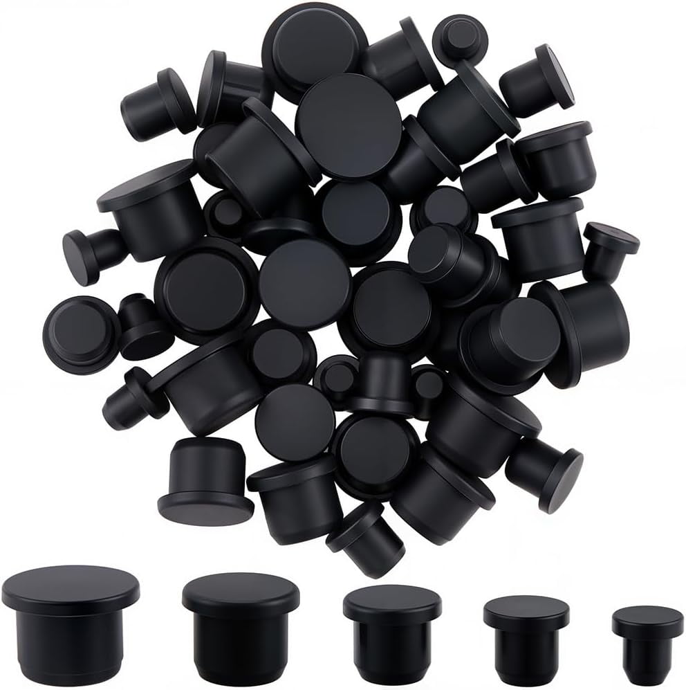 50Pcs 5 Sizes Black Silicone Stopper Tube Seal Plug 6.5-14mm Inner ...