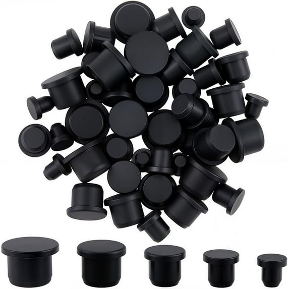 50Pcs 5 Sizes Black Silicone Stopper Tube Seal Plug 6.5-14mm Inner ...
