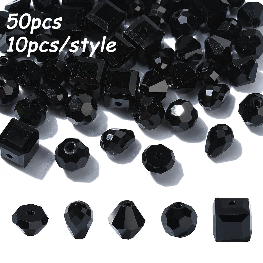 50Pcs 5 Styles Imitation Austrian Beads Grade AAA Faceted Drop Charm ...