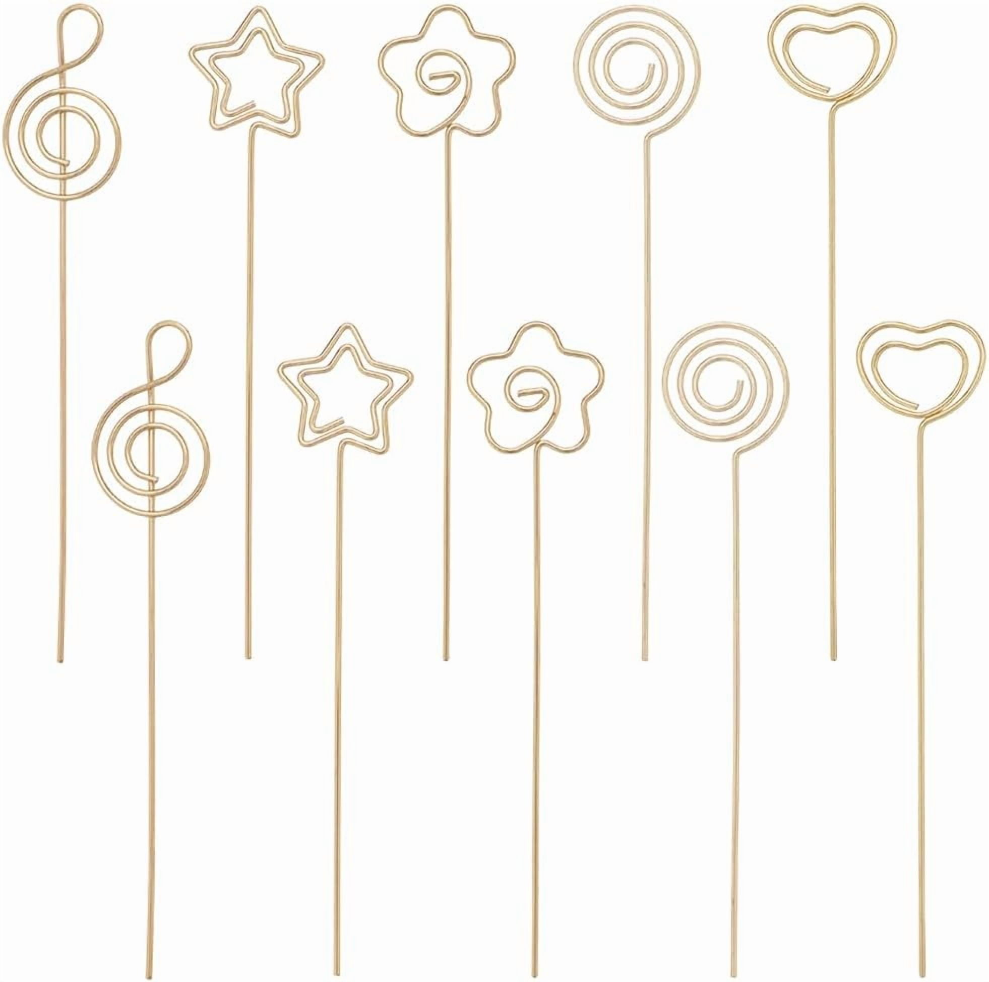 50Pcs 5 Styles Star Picture Holder Wire Table Card Holder Gold Steel ...
