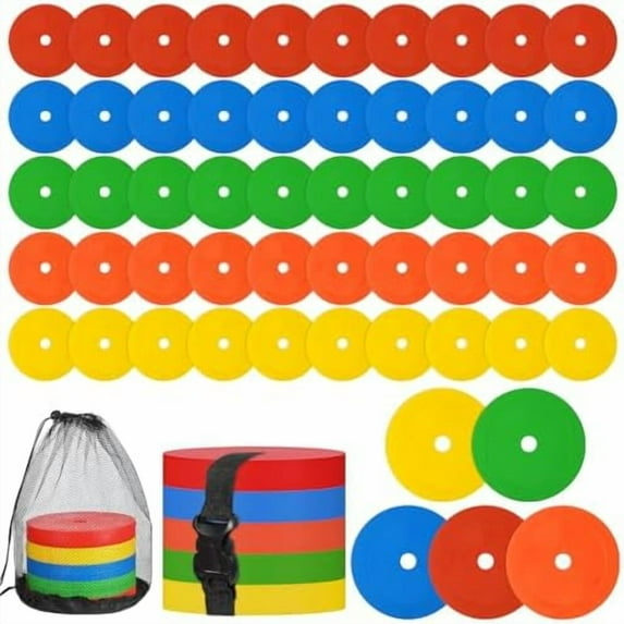 50Pcs 6 Inch Flat Cones Spot Markers, Non-Skid Floor Hole Soccer Cones ...