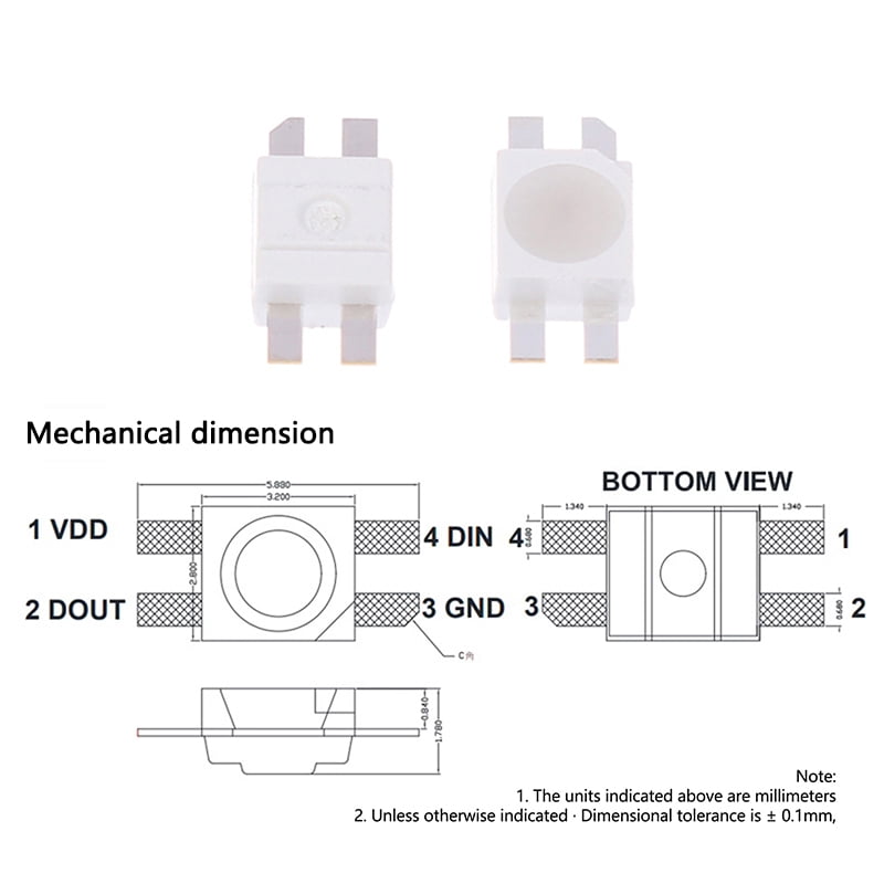50Pcs 6028/3528-WS2812B RGB (Similar To WS2812B) SMD Pixel LED Chip ...