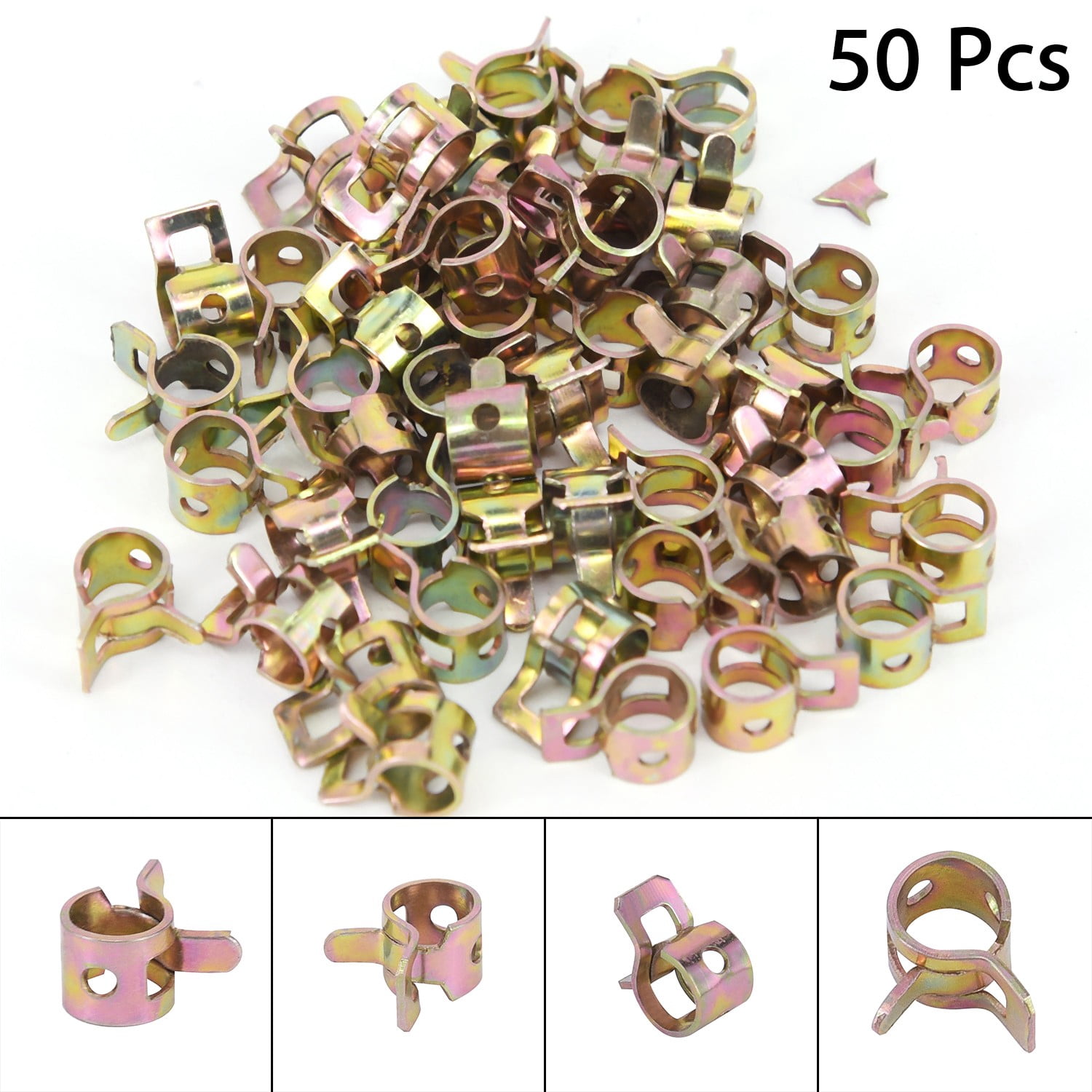 50Pcs 6Mm Spring Clip Fuel Oil Line Silicone Vacuum Hose Clamps 65 Mn ...