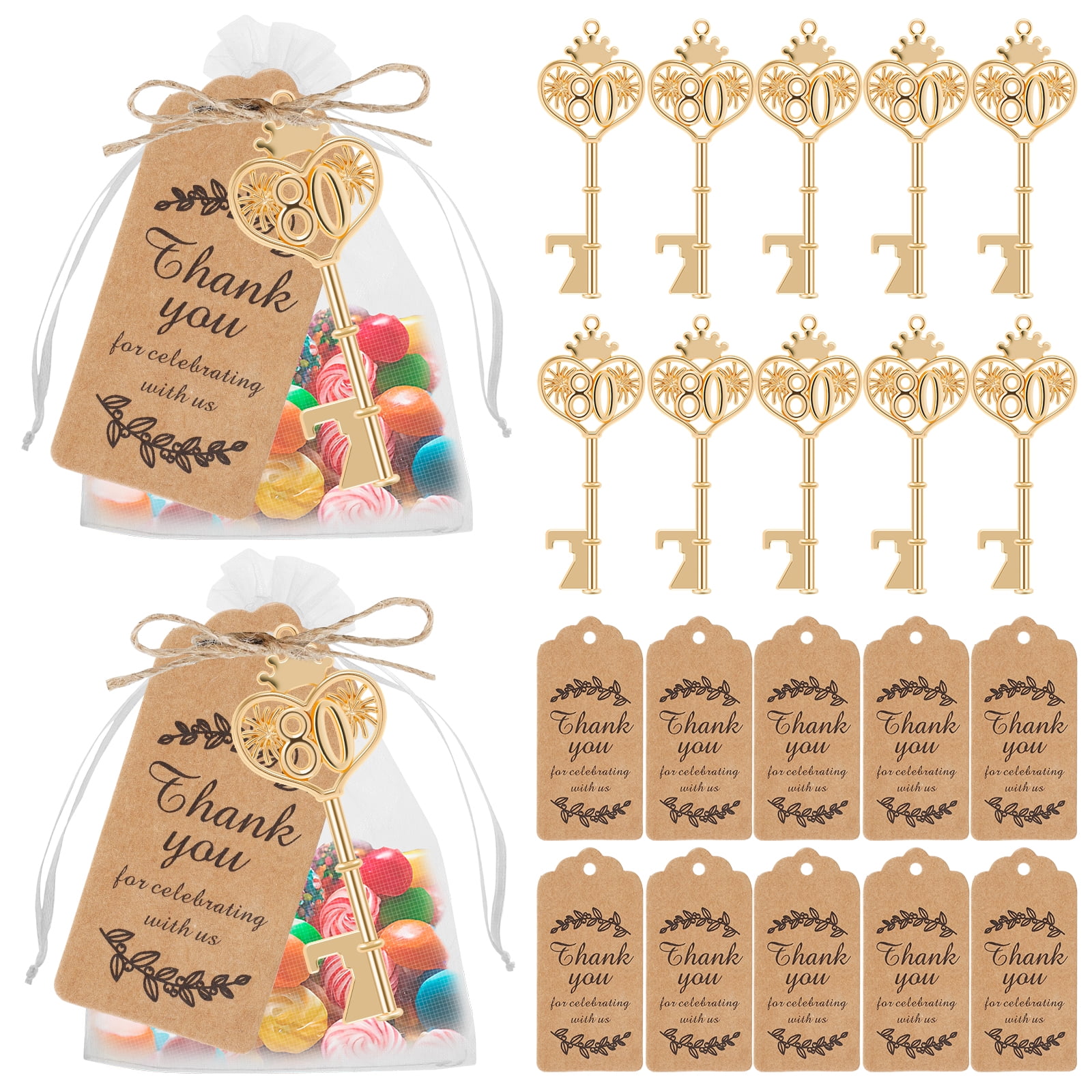 50Pcs 80 Key Bottle Opener for 80th Birthday Party Favors 80th Wedding ...