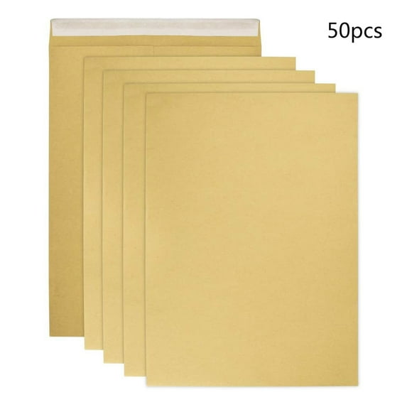 50Pcs A4 Brown Envelopes for w/ Sealing Strip Large Folding Pocket for ...