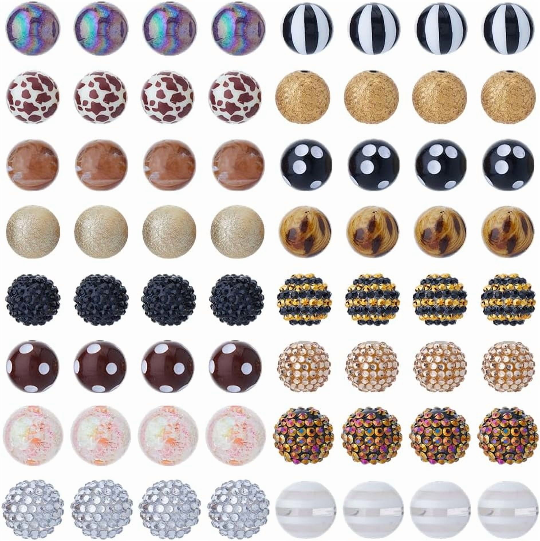 50Pcs Acrylic Beads Round Mixed Color 19~20mm Hole: 2.5~3.5mm 50pcs/set ...