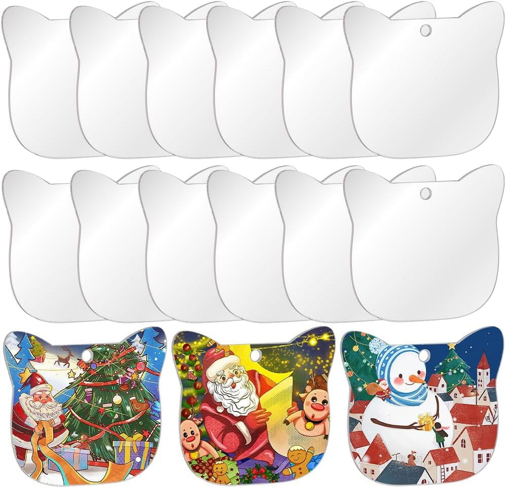 50Pcs Acrylic Blanks Ornaments Clear Plastic Blanks Acrylic Christmas ...
