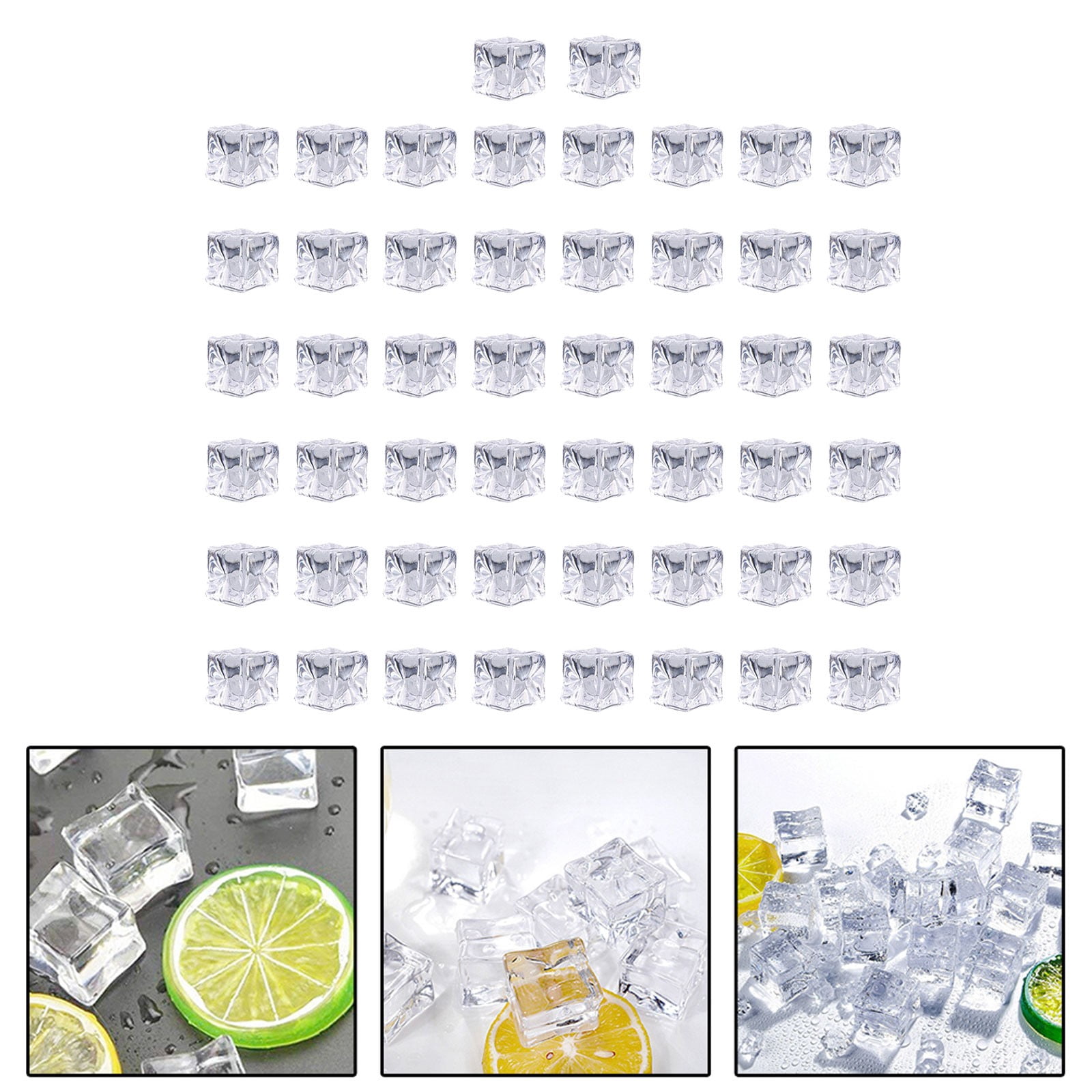 50Pcs Acrylic Simulation 18Mm Transparent Curved Ice Cube Props ...