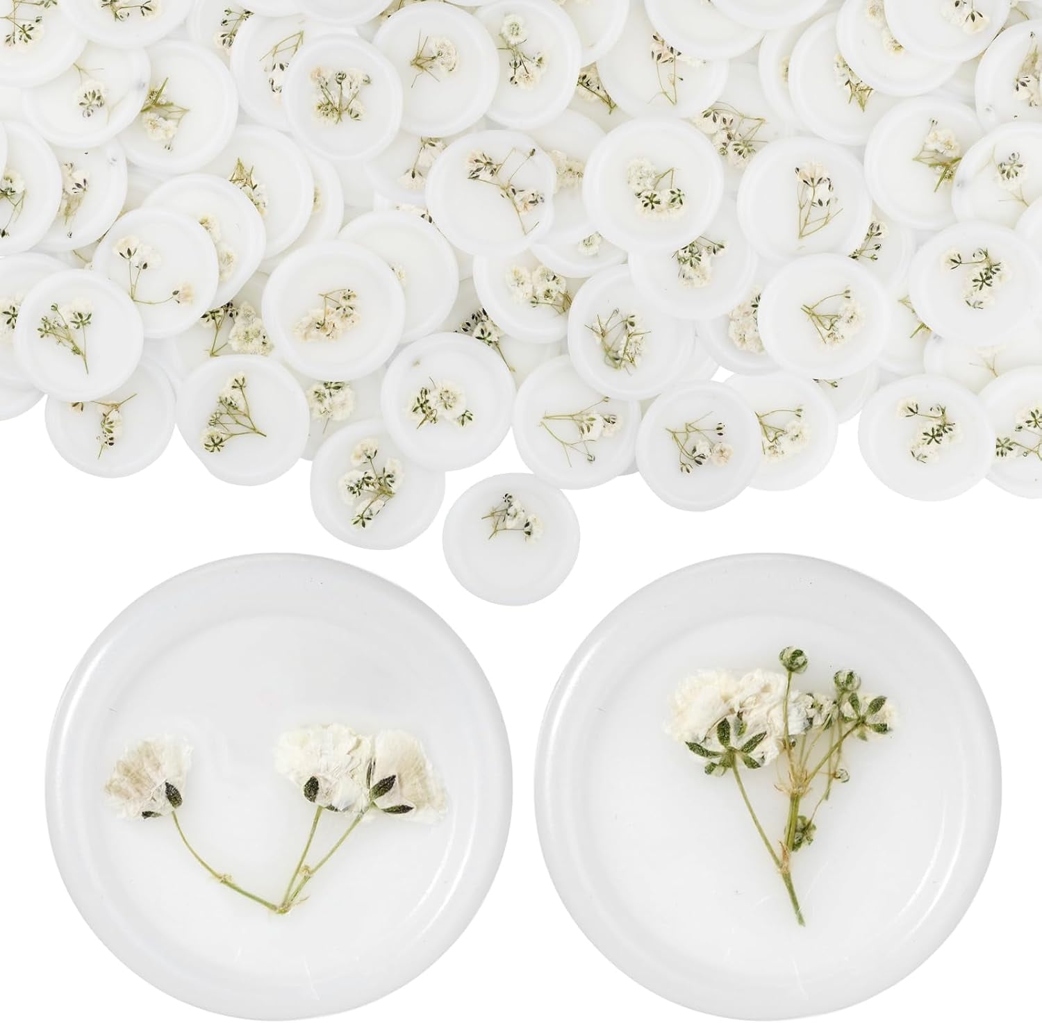50Pcs Adhesive Wax Seal Stickers White Dry Floral Backing Envelope ...