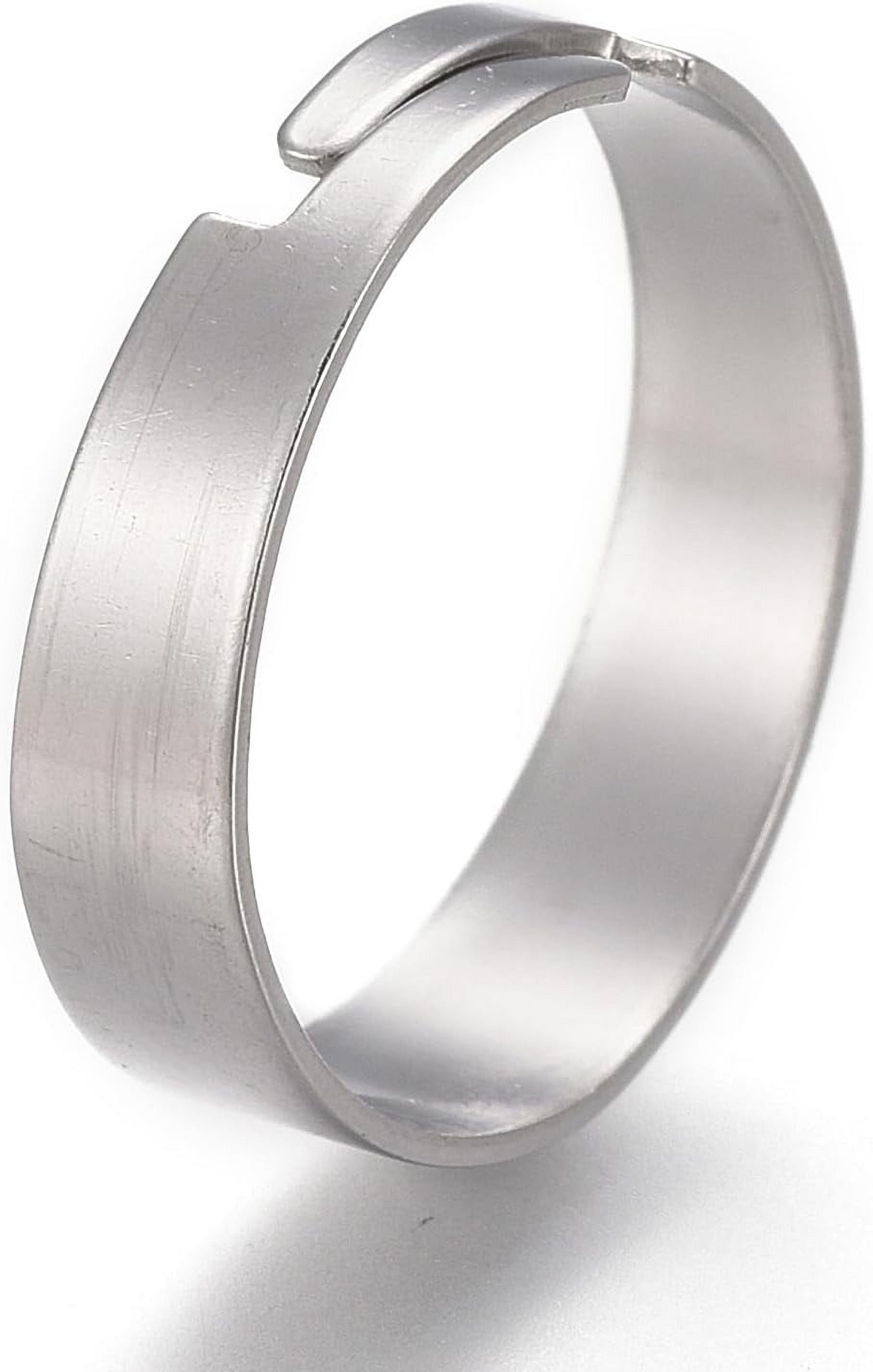 50Pcs Adjustable Plain Rings 201 Stainless Steel Wide Band Knuckle ...