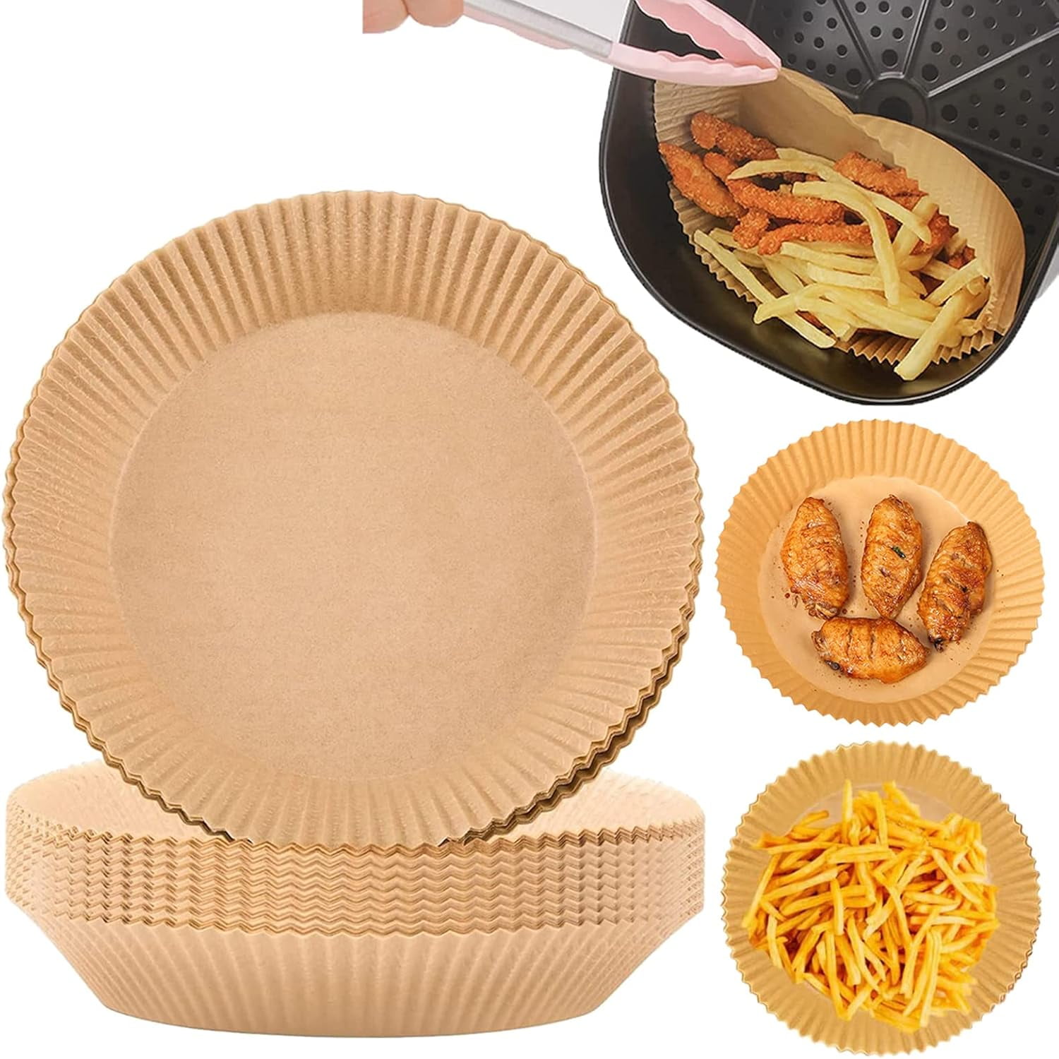 50Pcs Air Fryer Disposable Paper Liner, Air Fryer Parchment Paper ...