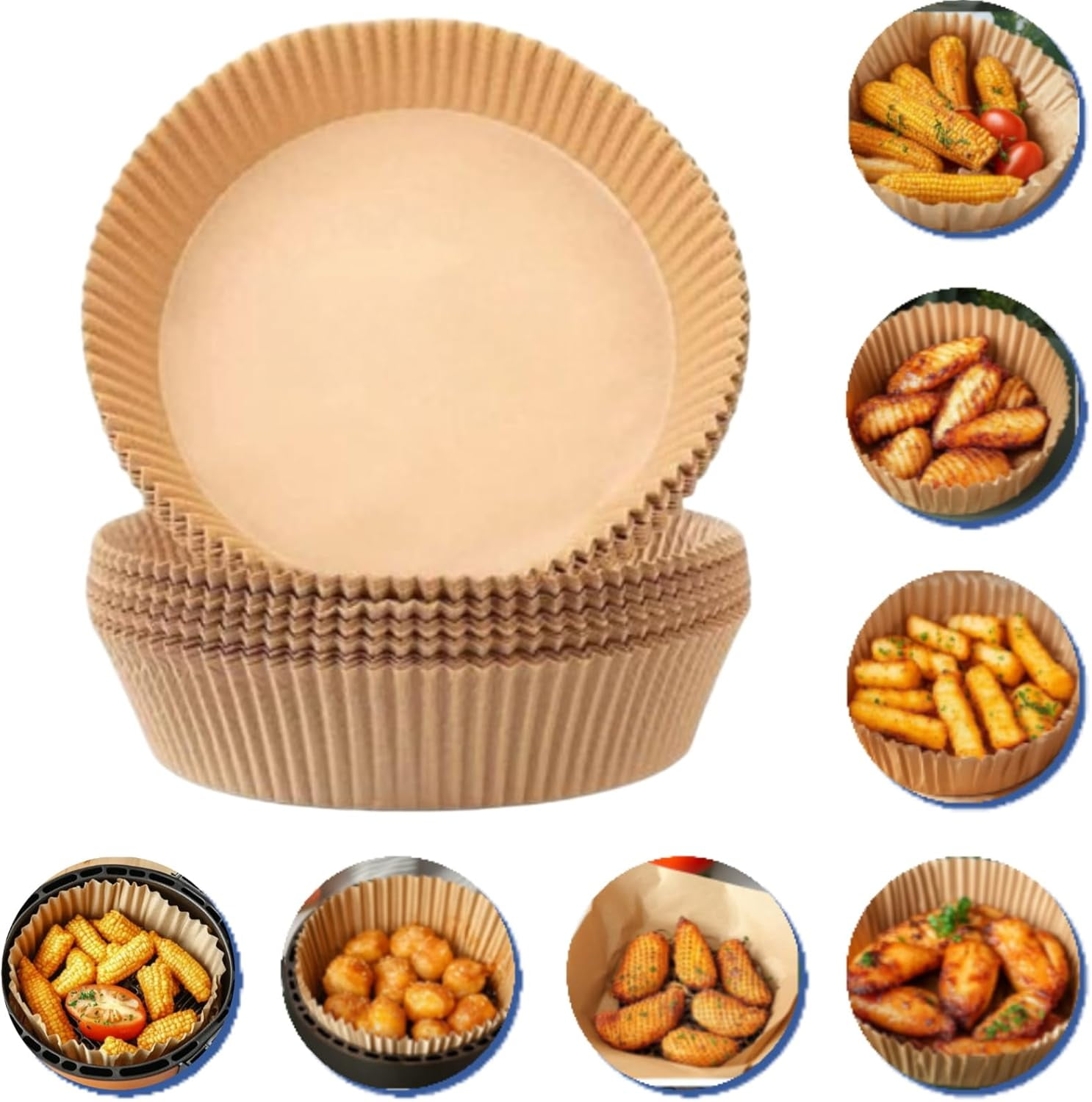50Pcs Air Fryer Paper Liners Disposable, Round Parchment Paper Liners ...