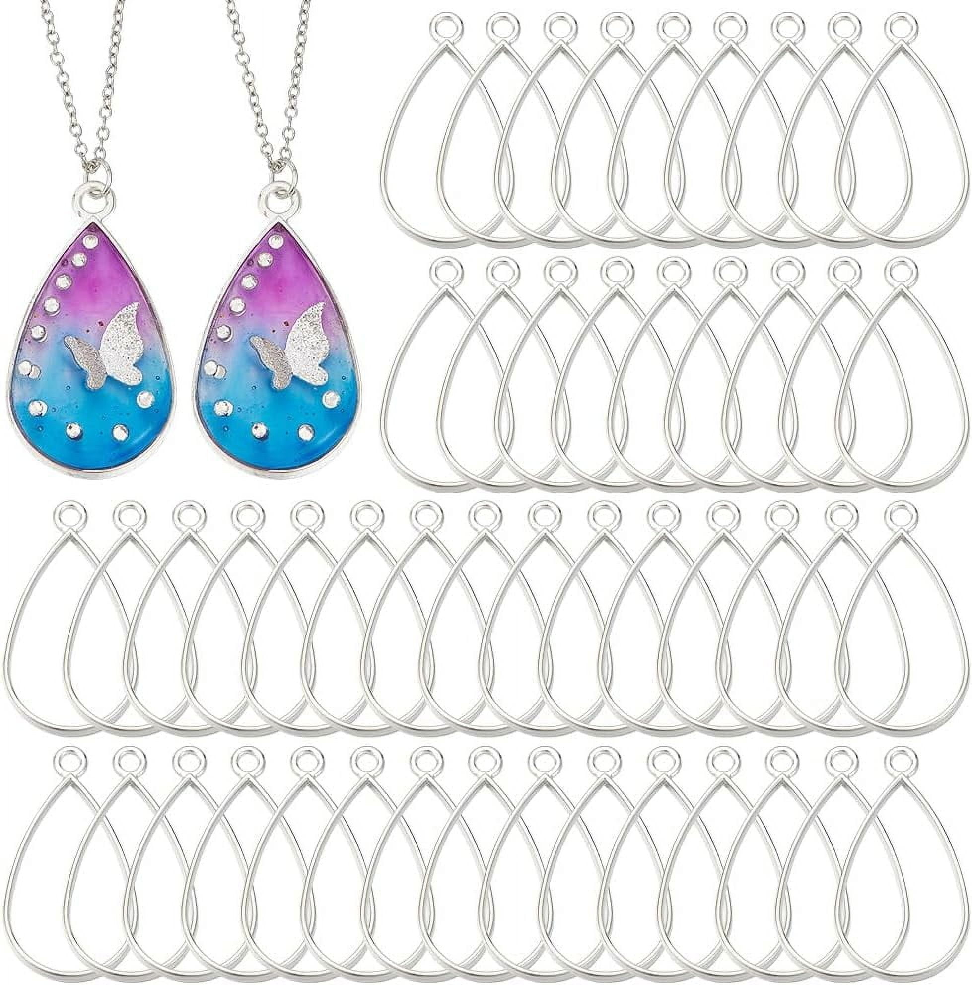 50Pcs Alloy Open Back Bezel Pendants for DIY UV Resin Epoxy Resin ...
