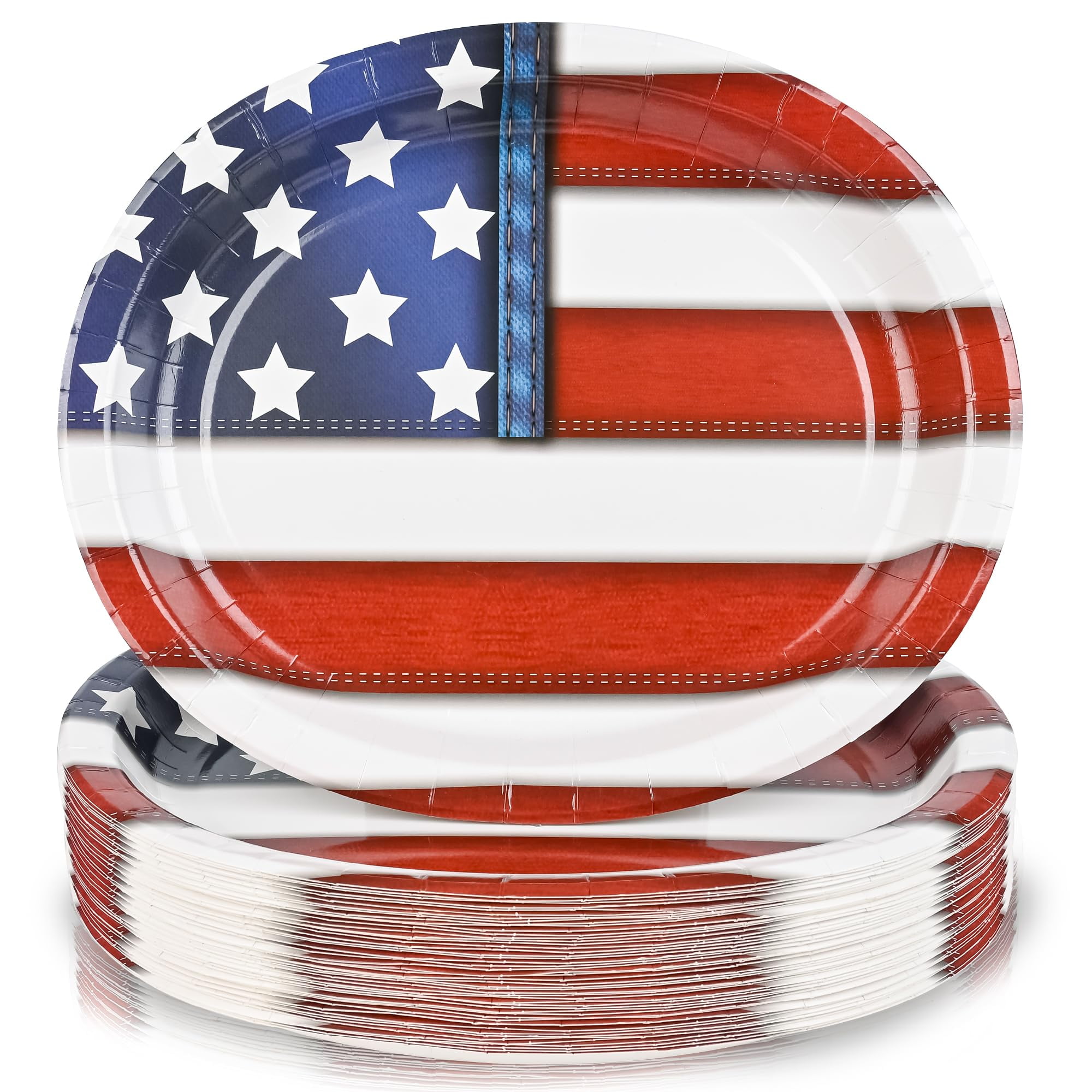 50Pcs American Flag Patriotic SSF20 Oval Plates Party 4th Of July Oval ...