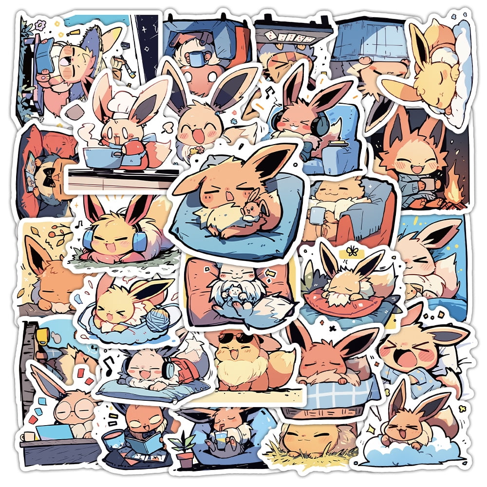 50Pcs Anime Pocket Monster EEVEE Decals Popular Classic Anime Stickers ...