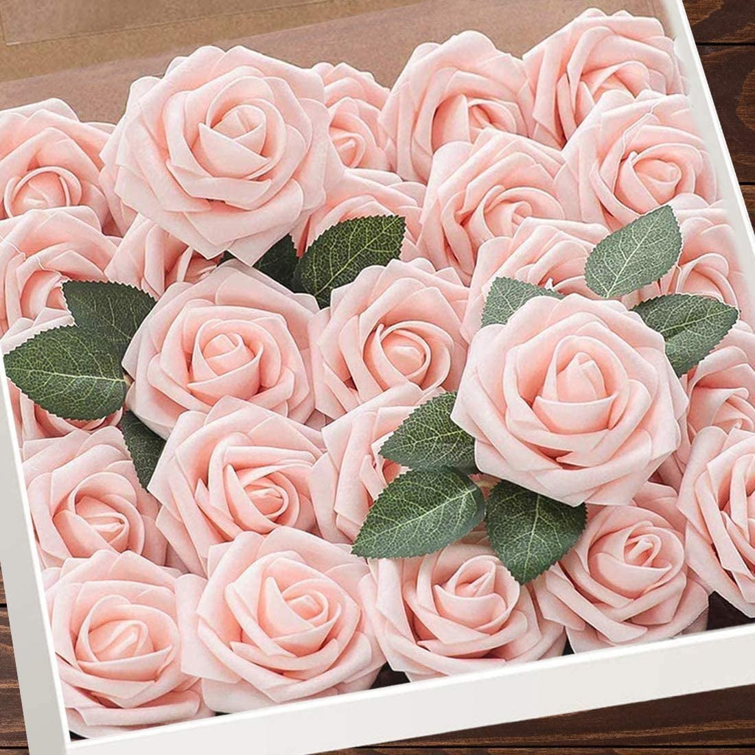 50Pcs Artificial Flowers, Simulation PE Foam Roses with Stems, Look and ...