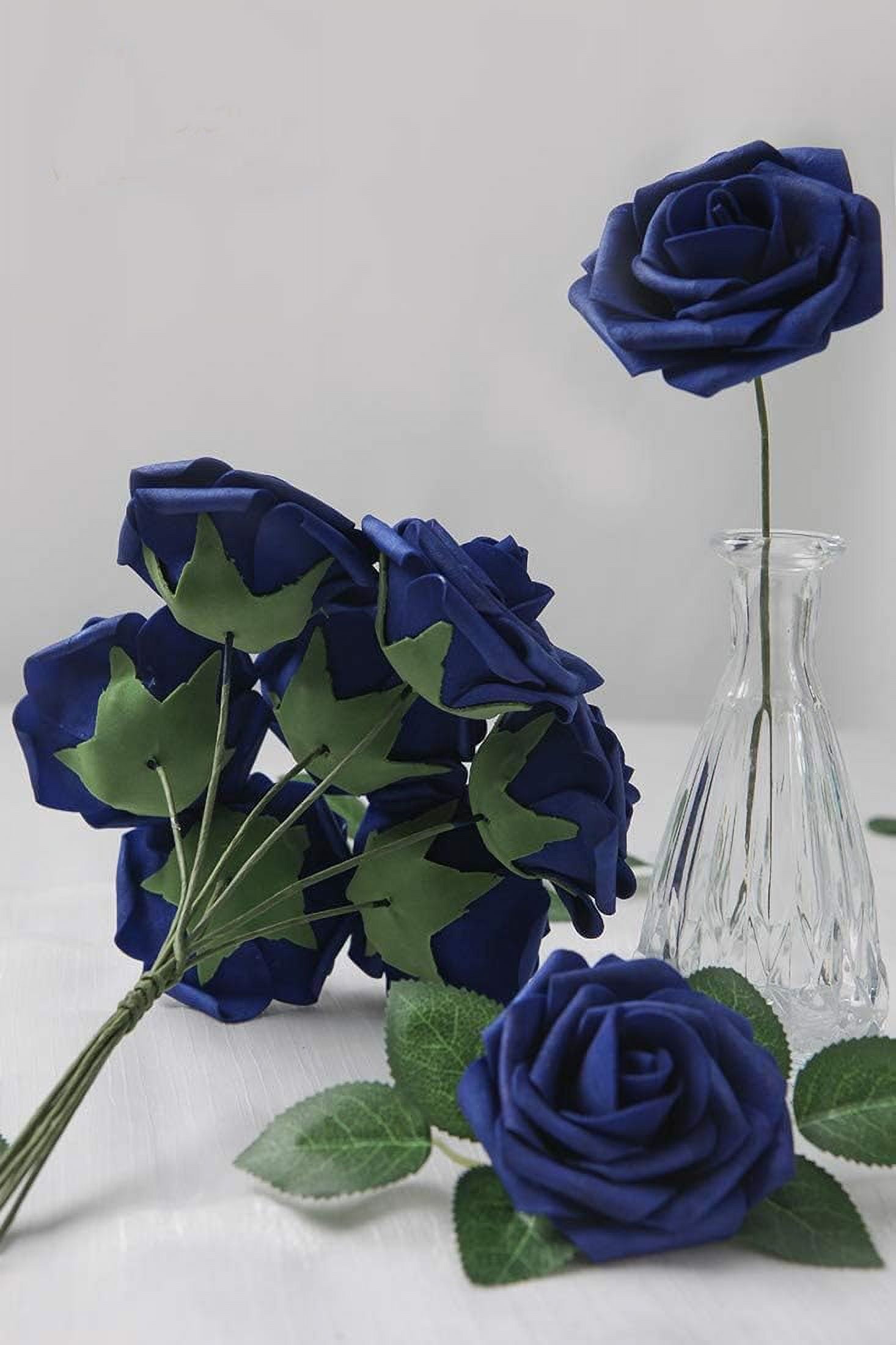 50Pcs Artificial Flowers, Simulation PE Foam Roses with Stems, Look and ...