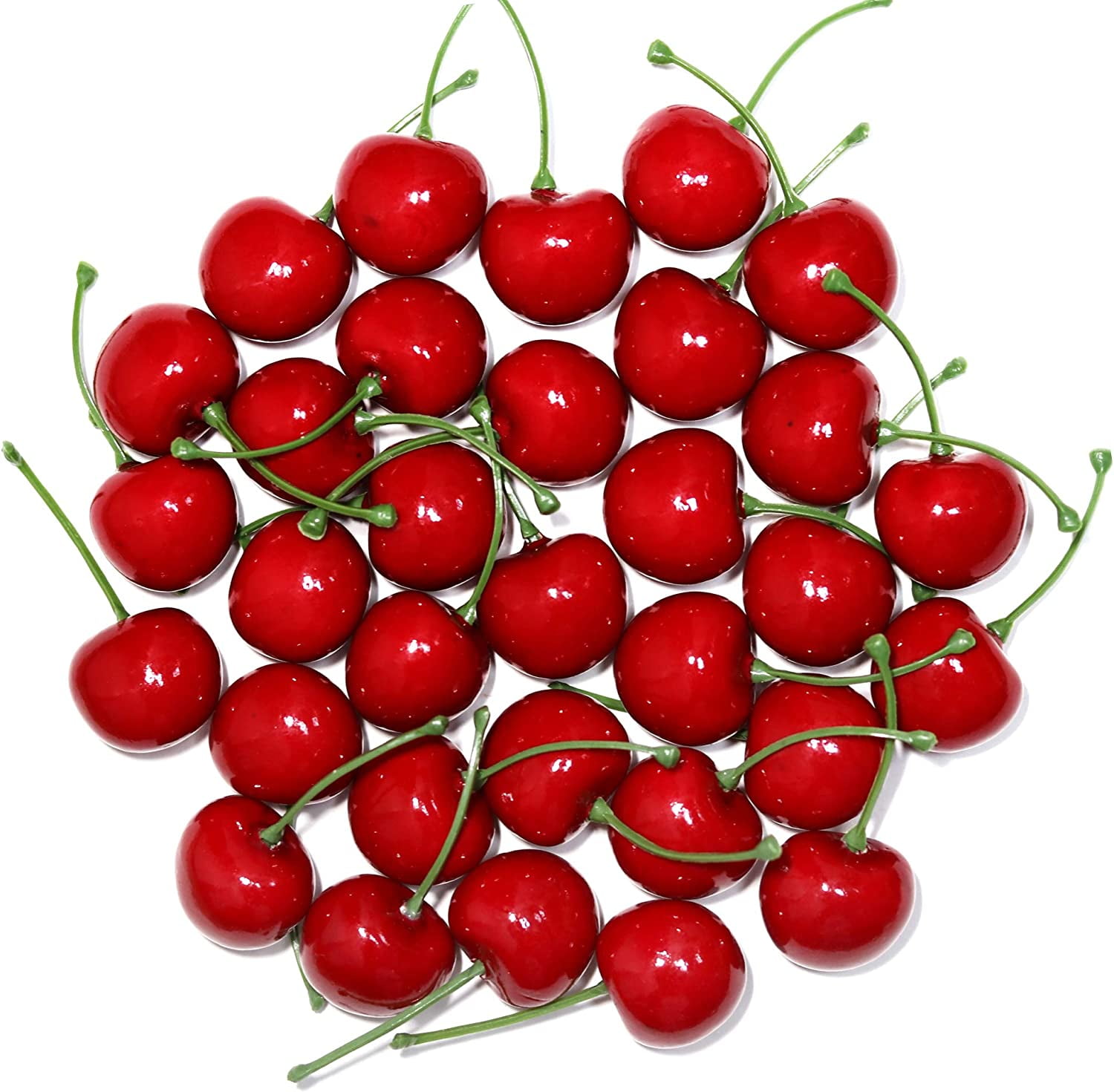 50Pcs Artificial Red Cherries 30mm/1.18inch Simulation Lifelike Cherry ...