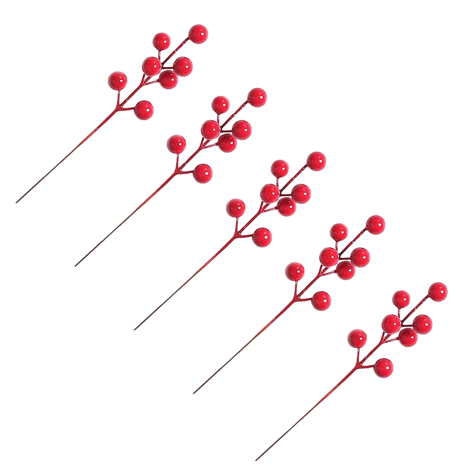 50Pcs Artificial Red PVC Berries Branches With Bendable Iron Wire Stems ...