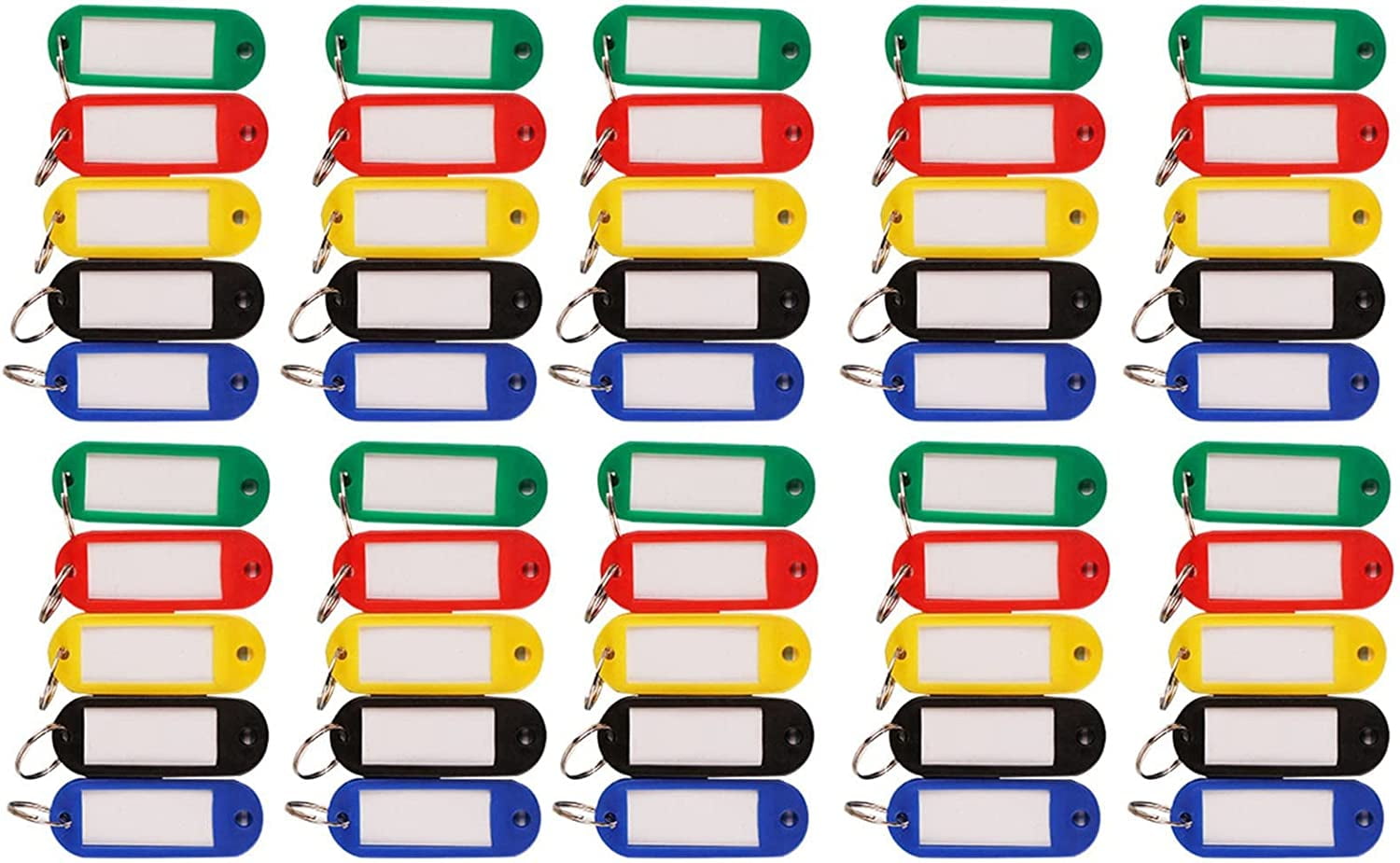 50Pcs Assorted Color Key Chain Tags Set Simple Pure Color Keyring Label ...