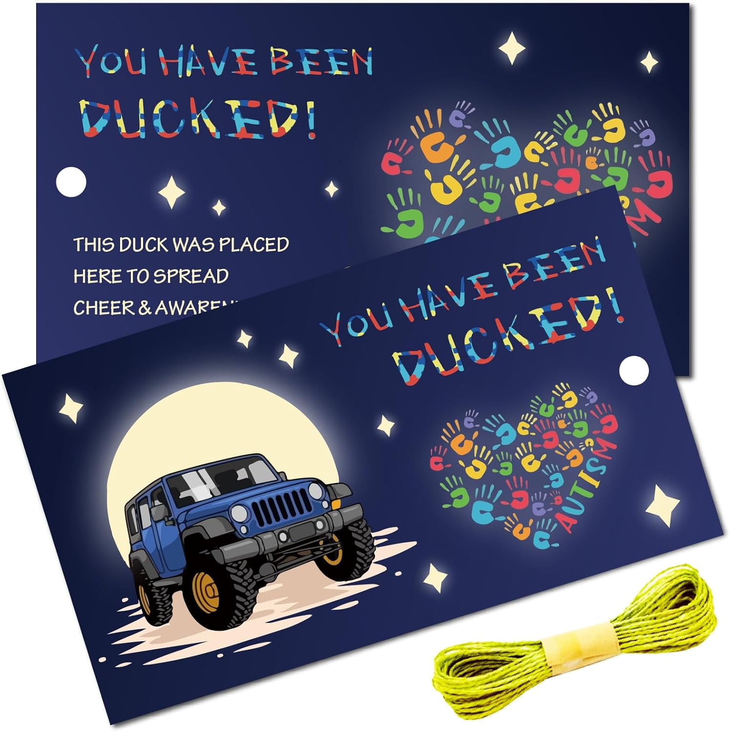 50Pcs Autism You've Been Ducked Cards Duck Tags Card Duck Duck Jeep Tags Ducking DIY Jeep Duck ...