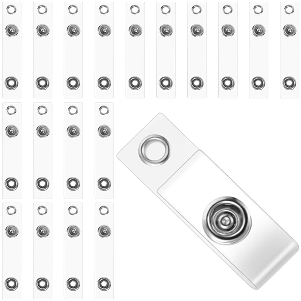50Pcs Badge Holder Strap Clear Id Badge Clip Transparent PVC Plastic ...