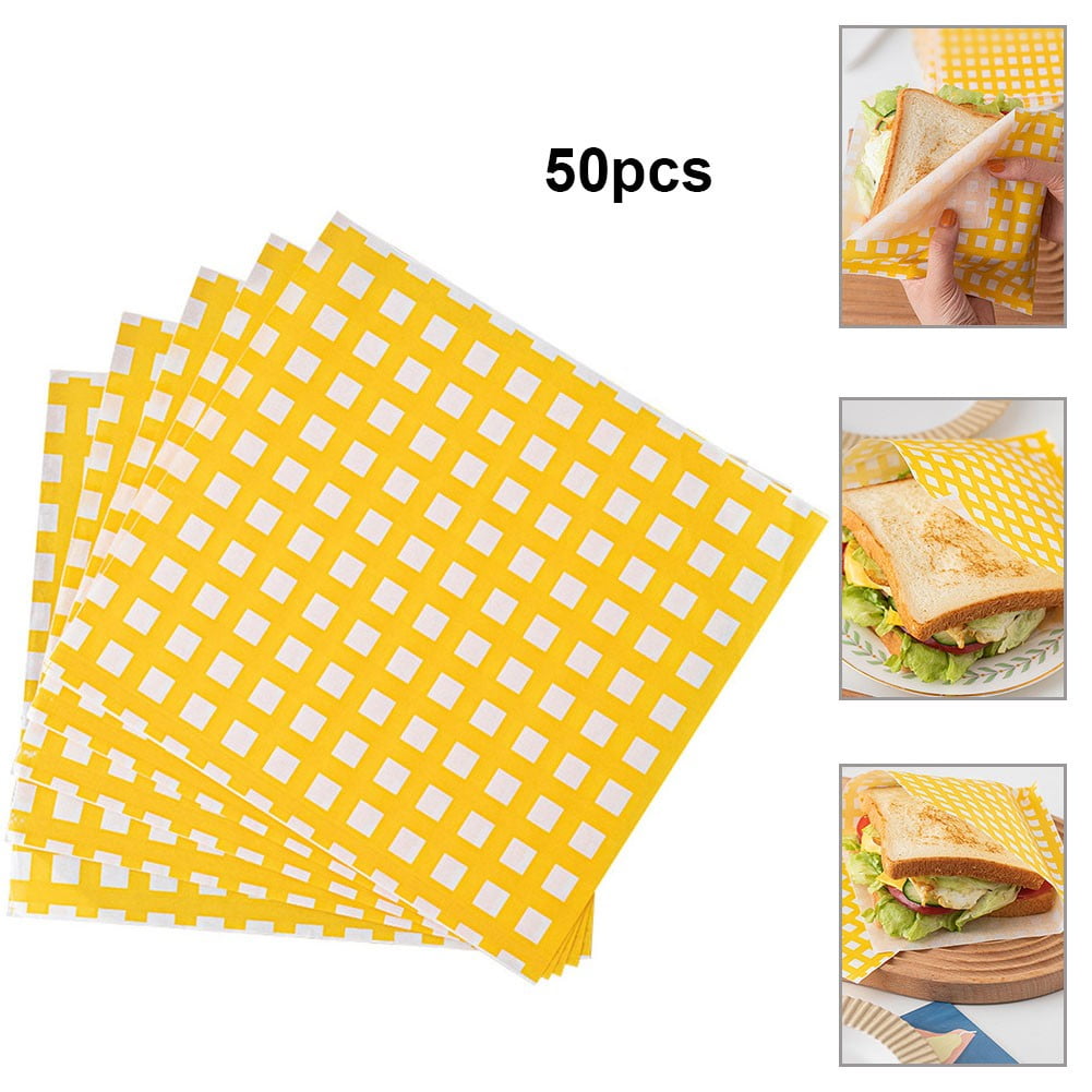 50Pcs Baking Wrappers Oil Paper Packaging For Sandwich Bread Food ...