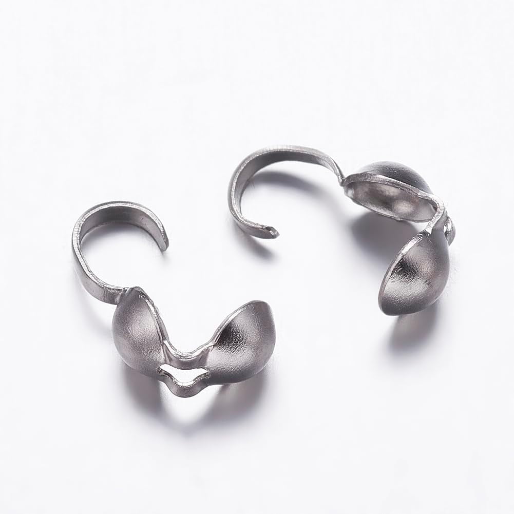 50Pcs Bead Tips 304 Stainless Steel Calotte Ends Smooth Surface Open ...
