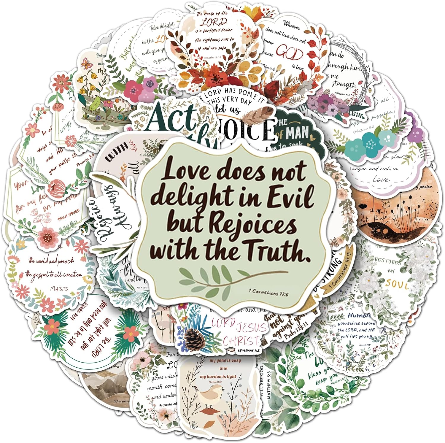 50Pcs Bible Verse Stickers, Inspirational Jesus Sticker, Waterproof ...
