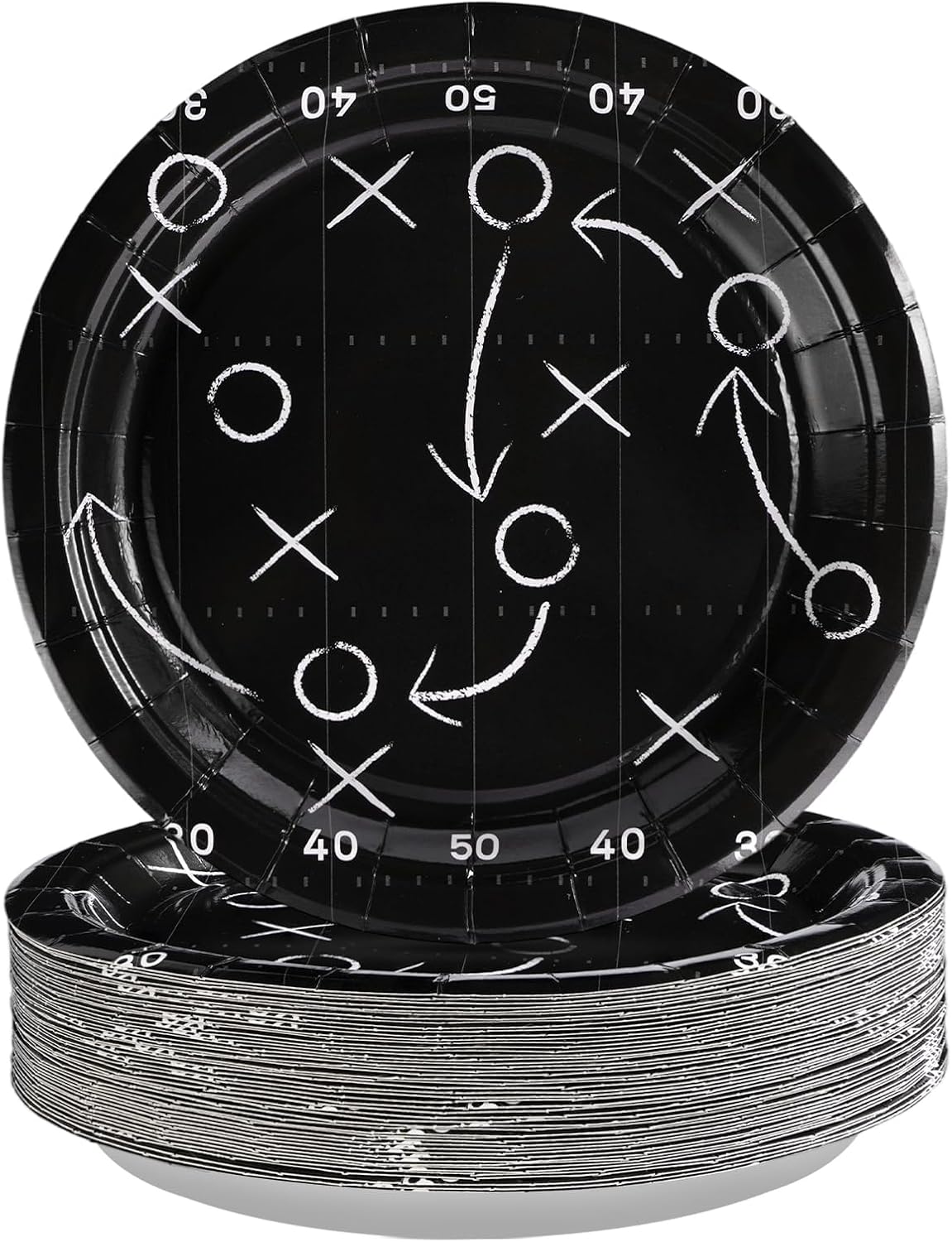 50Pcs Black Football Stadium Paper Plates 9" Heavy Duty Disposable ...