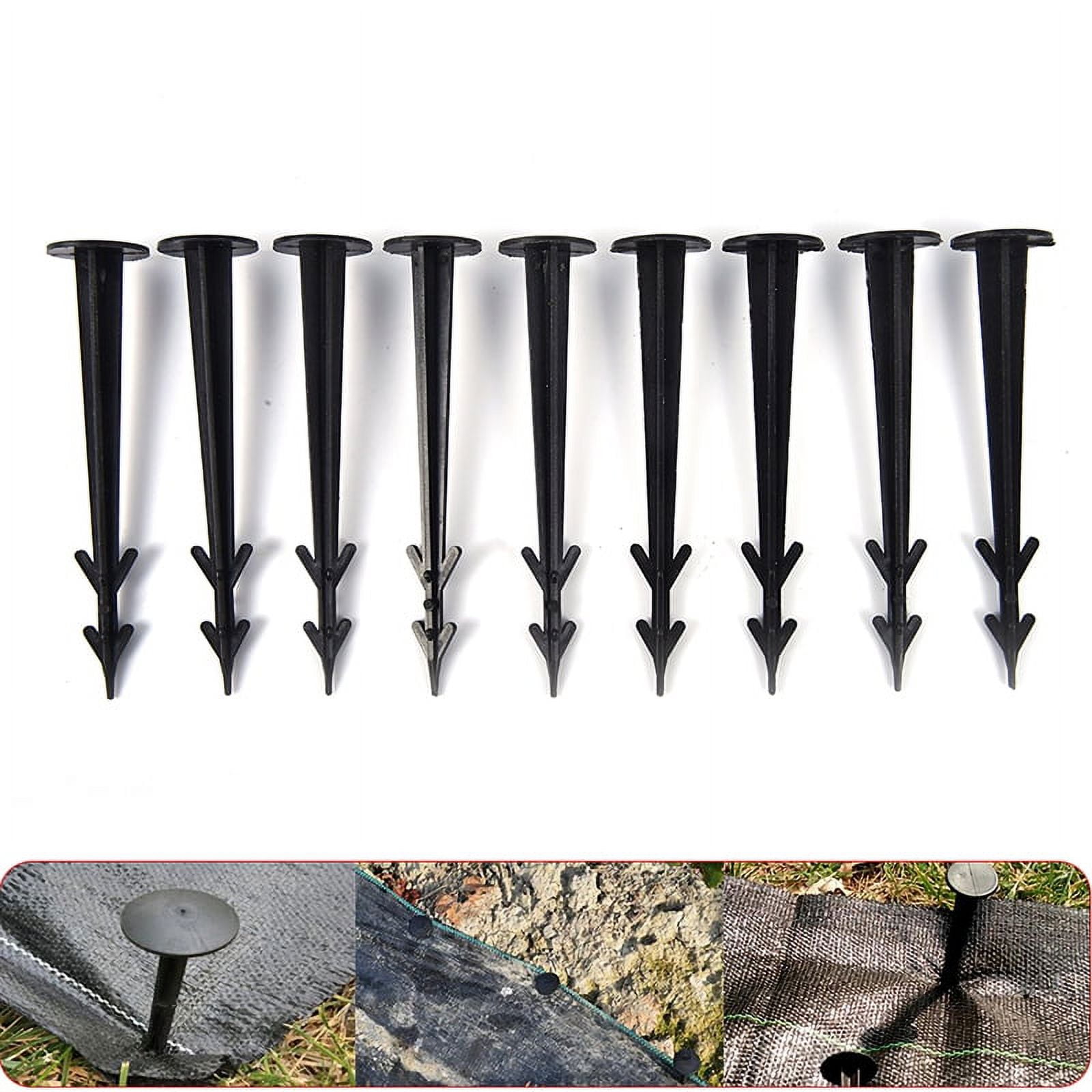 50Pcs Black Plastic Garden Stakes Pegs Ground Nail Fixed Pegs Anti ...