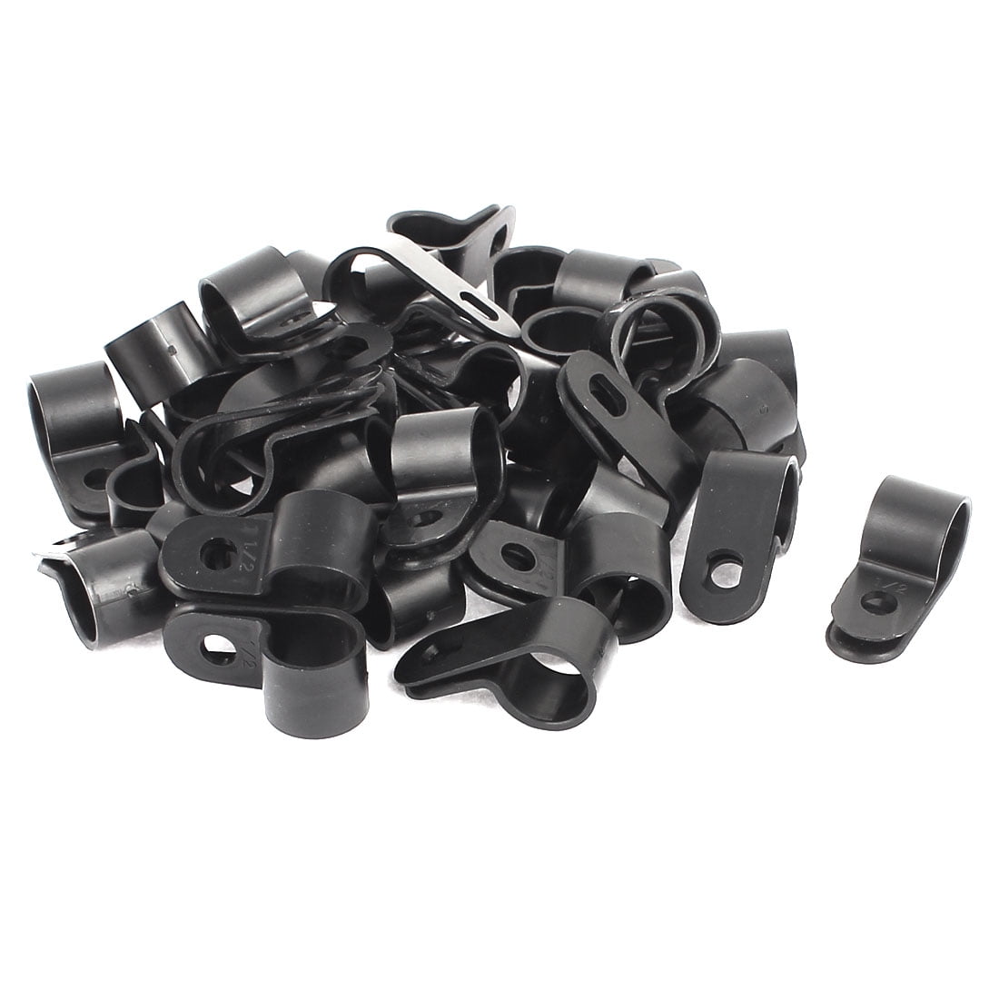 50Pcs Black Plastic R Type Cable Clip Clamp for 12mm Dia Wire Hose Tube ...