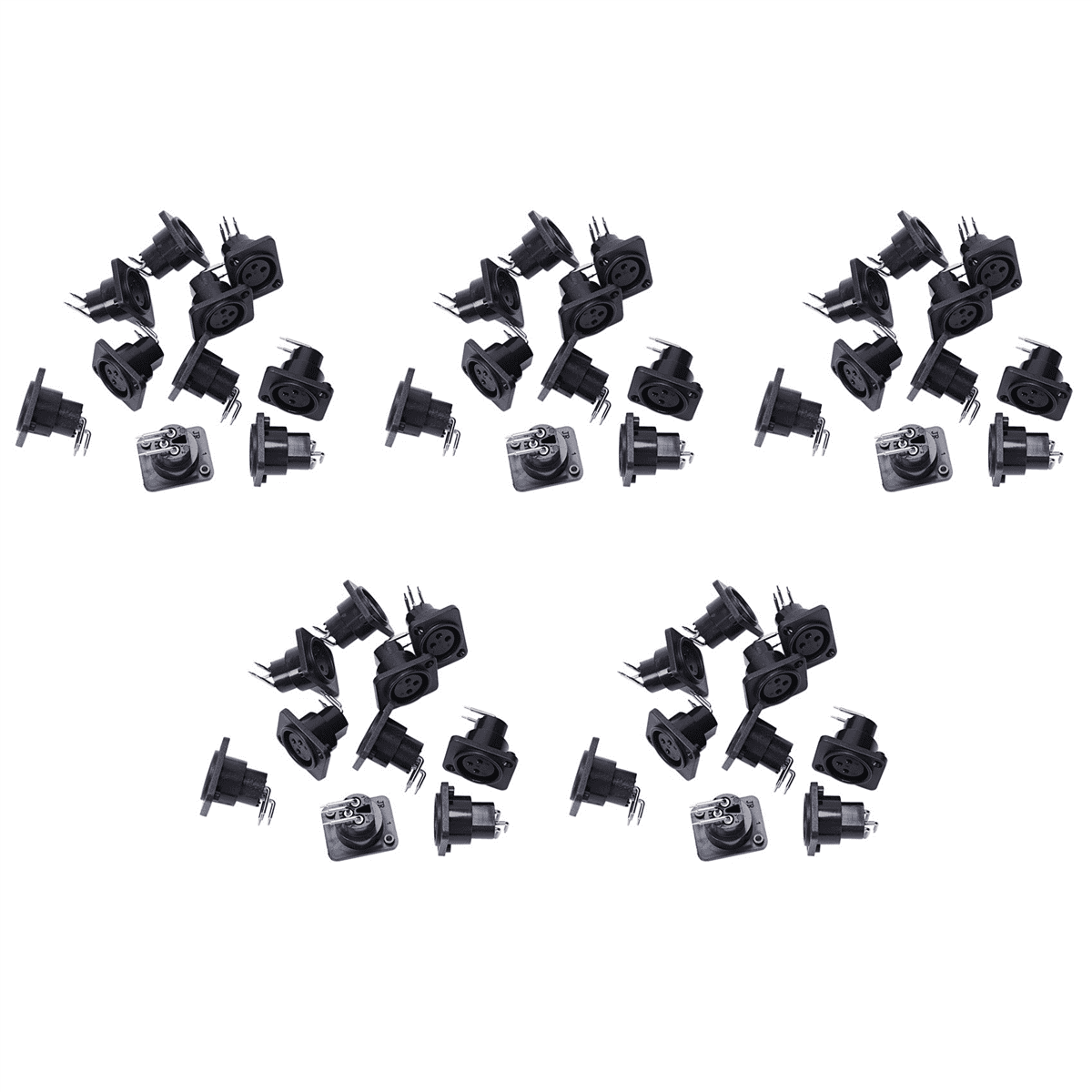 50Pcs Black XLR 3Pin Female Jack Panel Mount Chassis PCB Socket ...