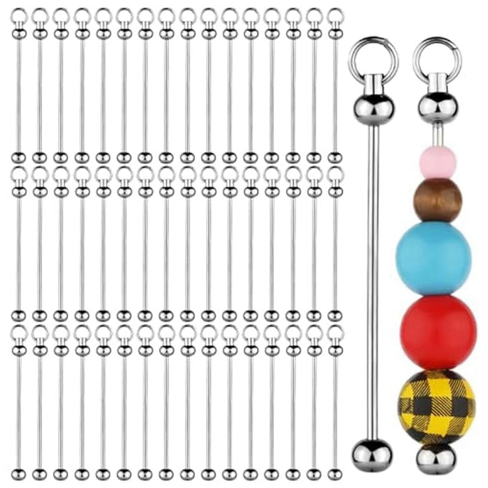 50Pcs Blank Beadable Keychain Bars,Metal DIY Bead Keychain Bar Charms ...
