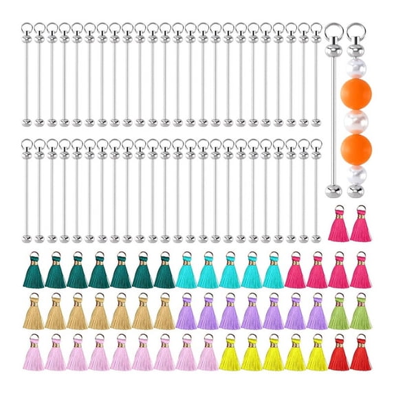 50Pcs Blank Beadable Keychain Bars, Metal DIY Keychain Bar Charms, Easy ...