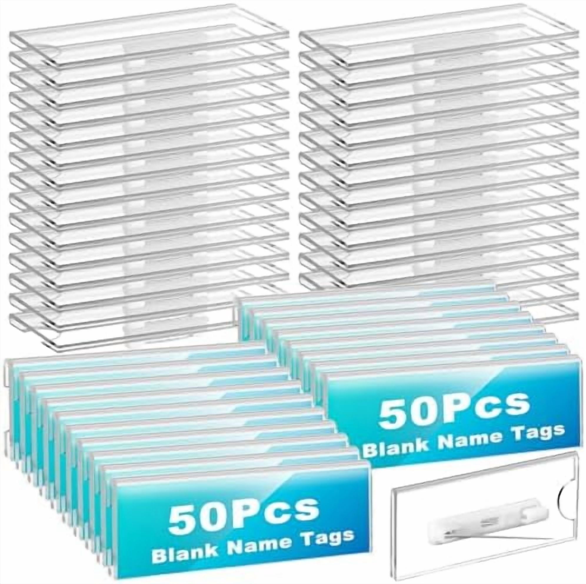 50Pcs Blank Name Tags, Acrylic Name Tags with Pins, Clear Blank Names ...