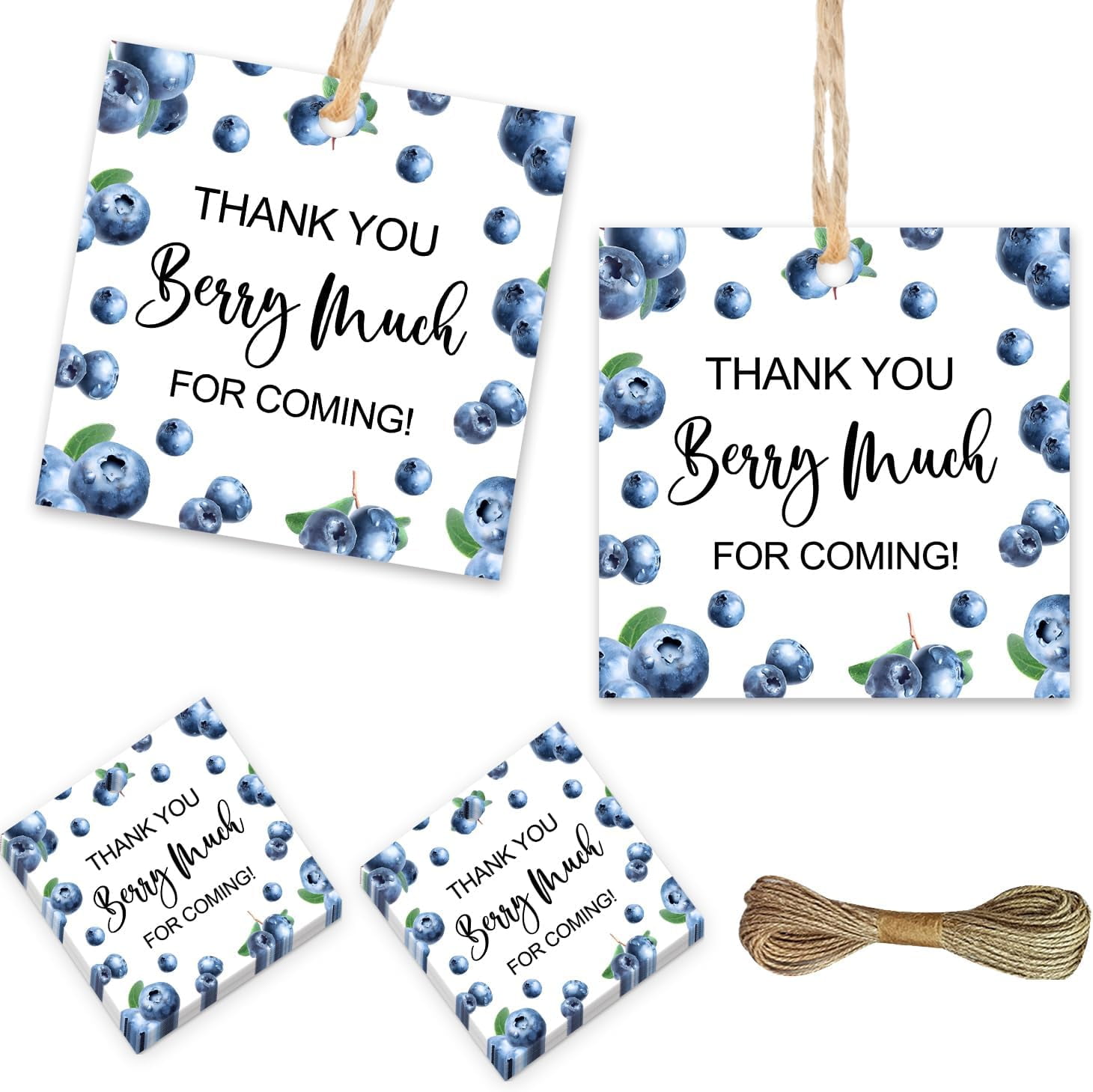 50Pcs Blueberry Thank You Tags Party Decor Thank You Berry Much Fruits ...