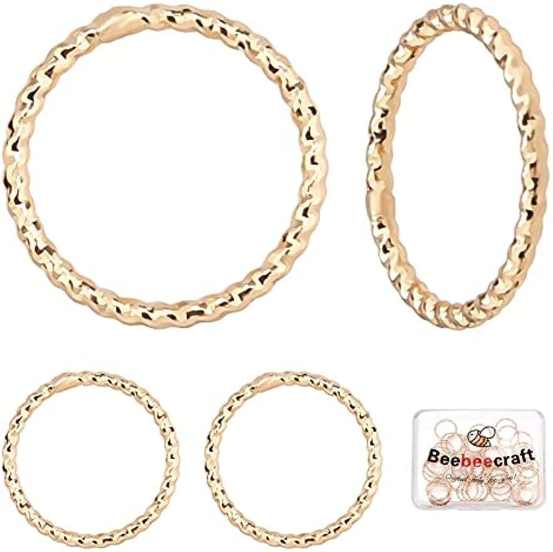 50Pcs/Box Twisted Jump Rings 18K Gold Plated Jump Rings Connectors 12mm ...