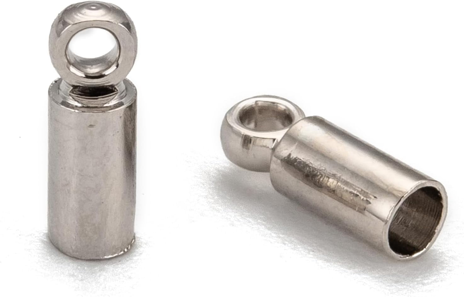 50Pcs Brass Cord Ends with Metal End Caps Glue in Barrel End Caps Tube ...