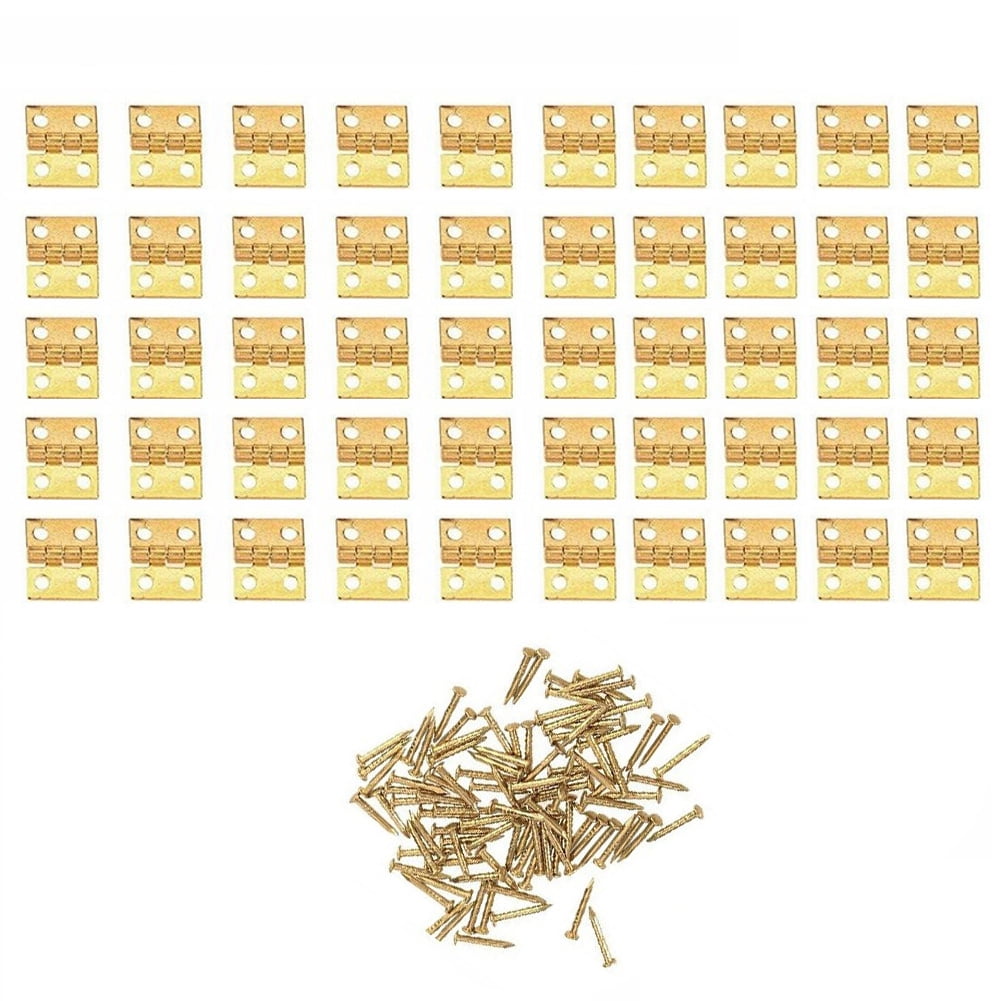 50Pcs Brass Hinge for Small Craft Door Box Accessories Silver Gold 8 ...
