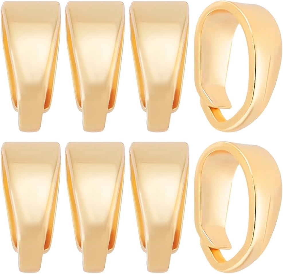 50Pcs Brass Snap on Bails 18K Gold Plated 6x4x3mm Hole: 5x3mm Jewelry ...