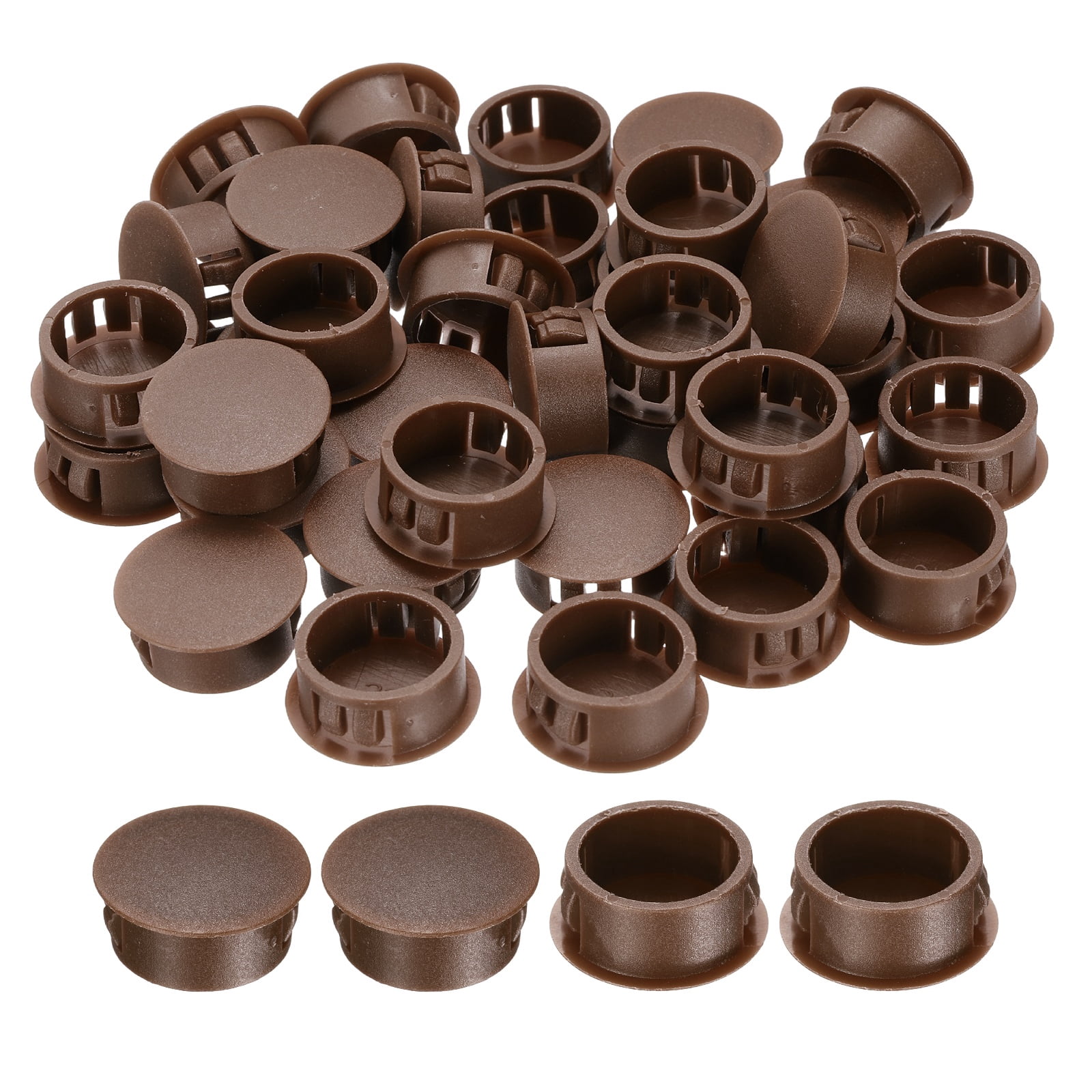 50Pcs Brown Hole Plugs, 22mm / 0.87" Plastic Snap in Locking Screw Hole ...