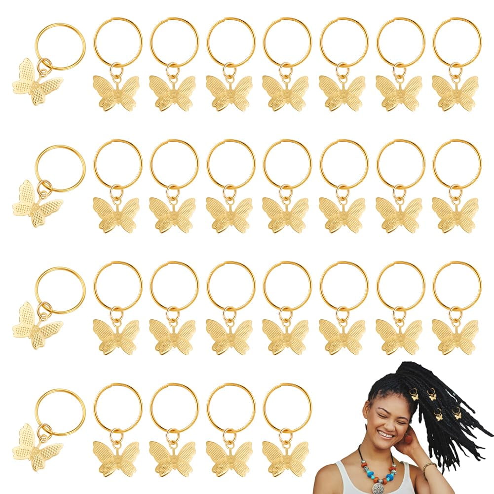 50Pcs Butterfly Braiding Hair Pendants Golden Braid Hair Clips Iron ...