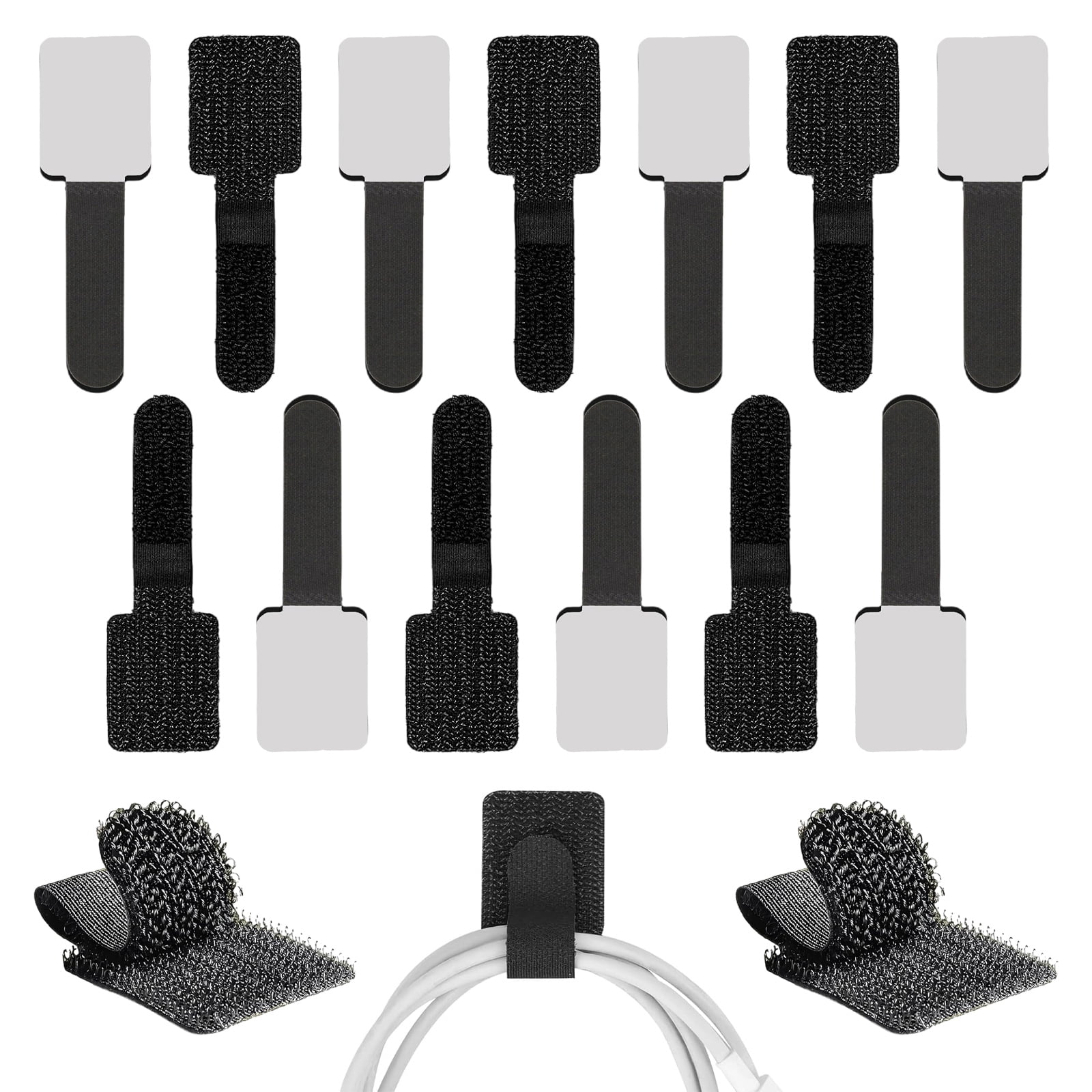 Self-Adhesive Adjustable Cable Ties, 50 Pcs Black Zip String Velcro ...