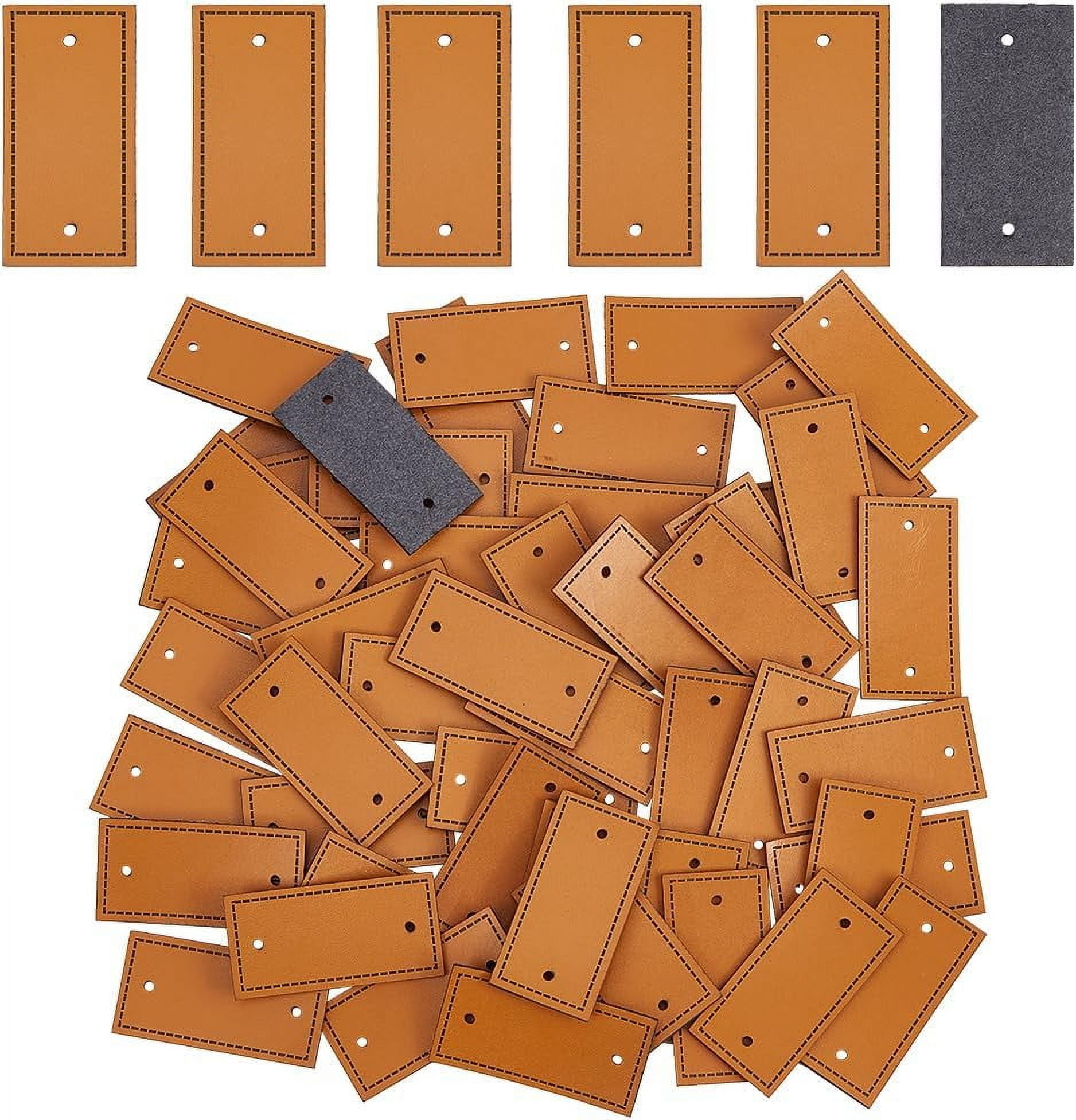 PU Leather Sewing Labels Blank Labels for Sewing Knitting Crafts Camel ...