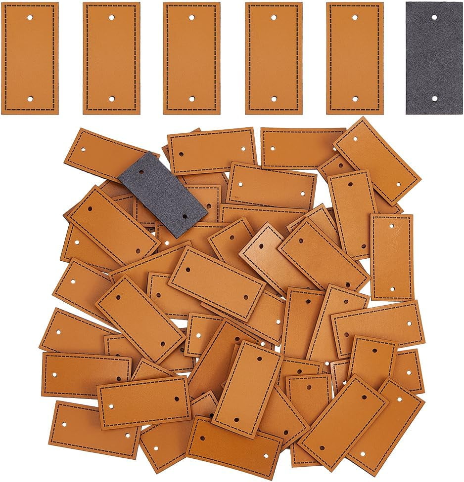 50Pcs Camel Leather Garment Labels 2x1 Inch Blank Leather Sewing Labels ...