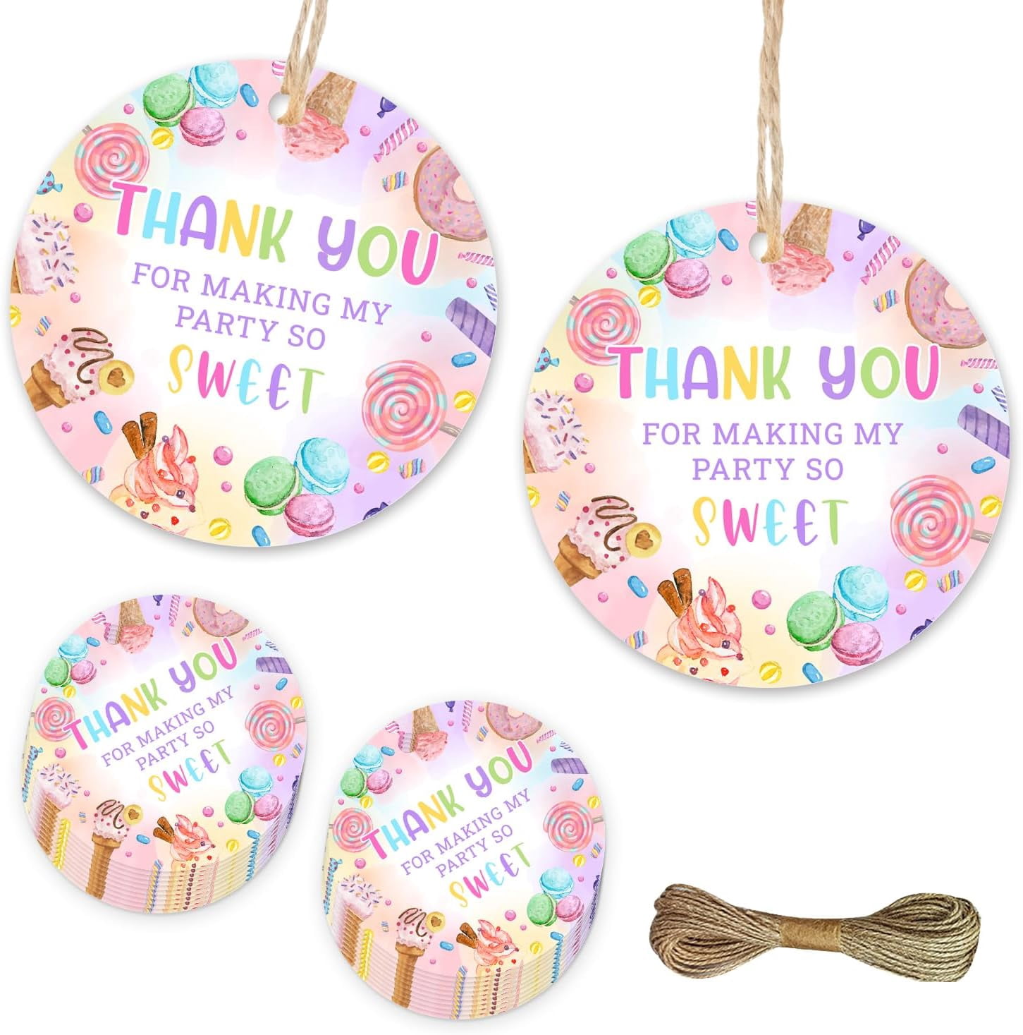 50Pcs Candy Theme Thank You Tags Thank You for Making My Party So Sweet ...