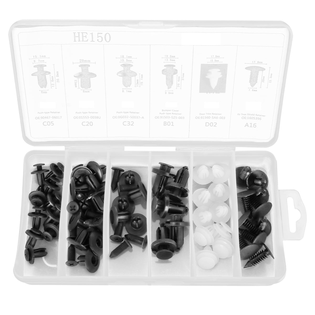 50Pcs Car Push Pin Bumper Retainer Clip Set for Truck (Black/White ...